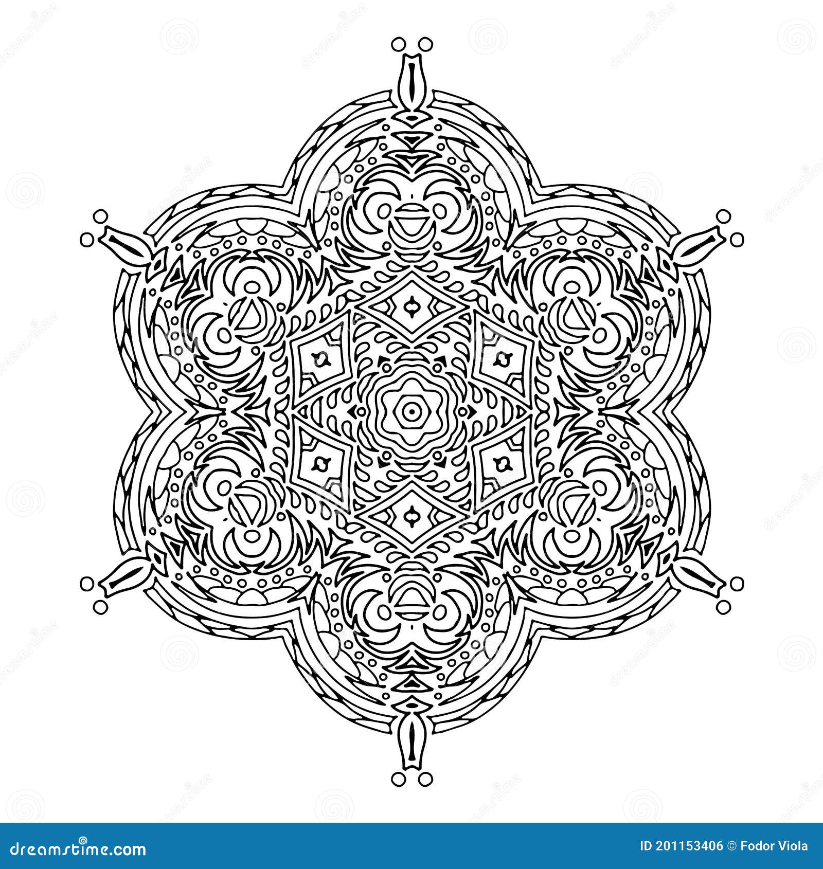 Hand Drawing Mandala Coloring Page Circle Mandala Black And White
