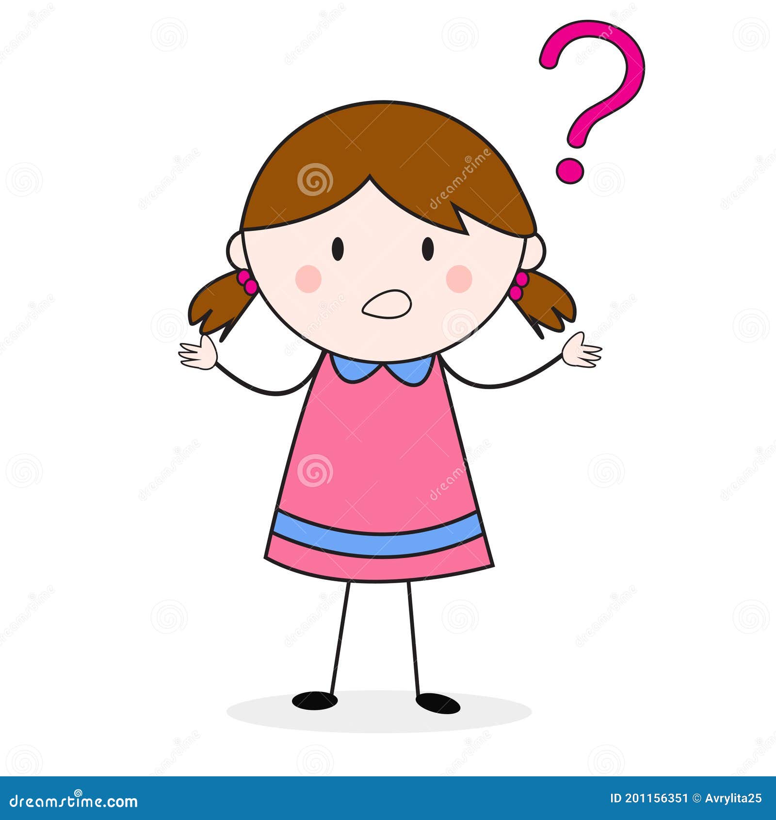 Doodle Girl Confused Illustration Cartoon Vector Stock Vector ...