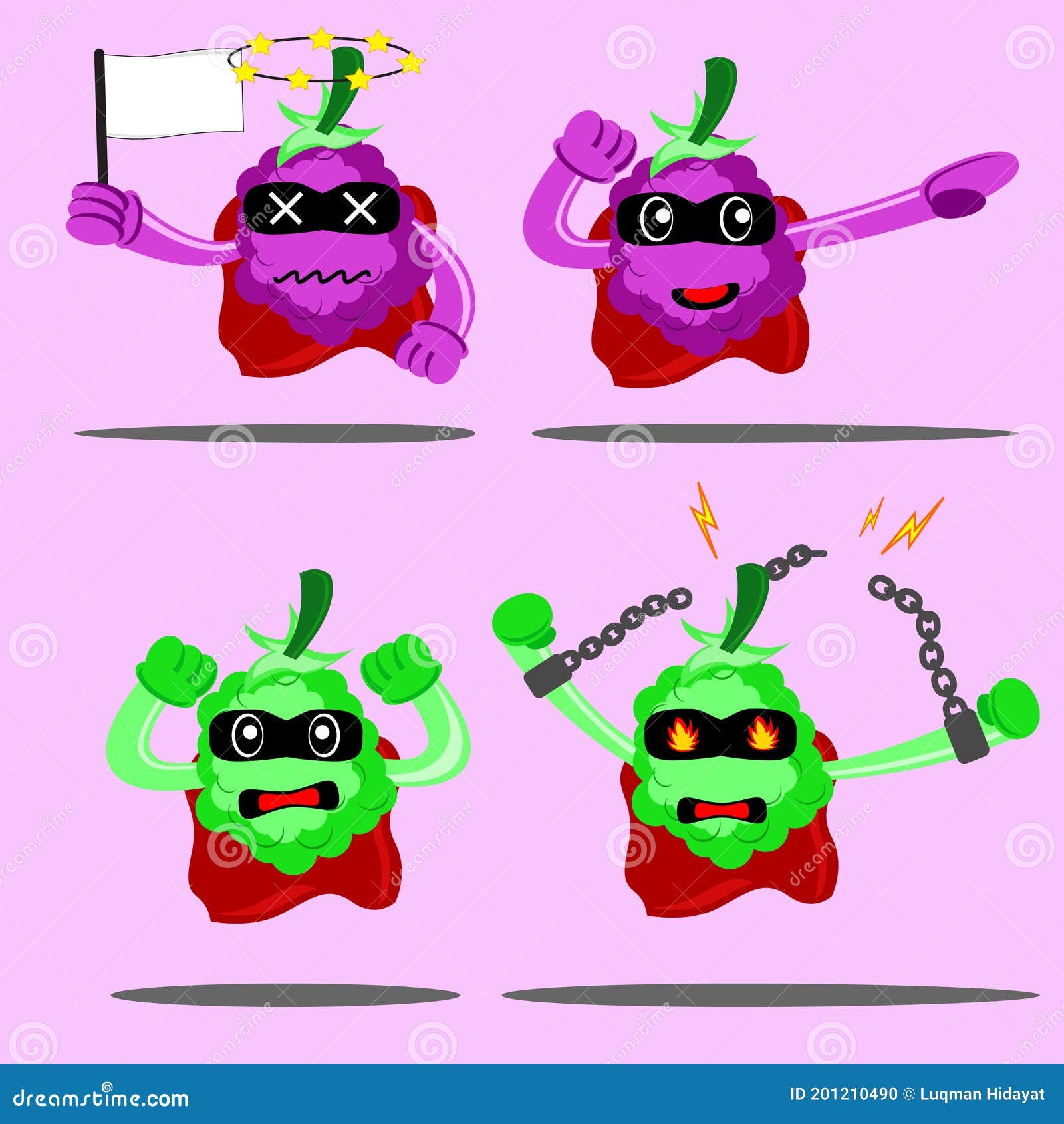Illustration Cartoon Character of the Super Hero of Grape Stock Vector ...