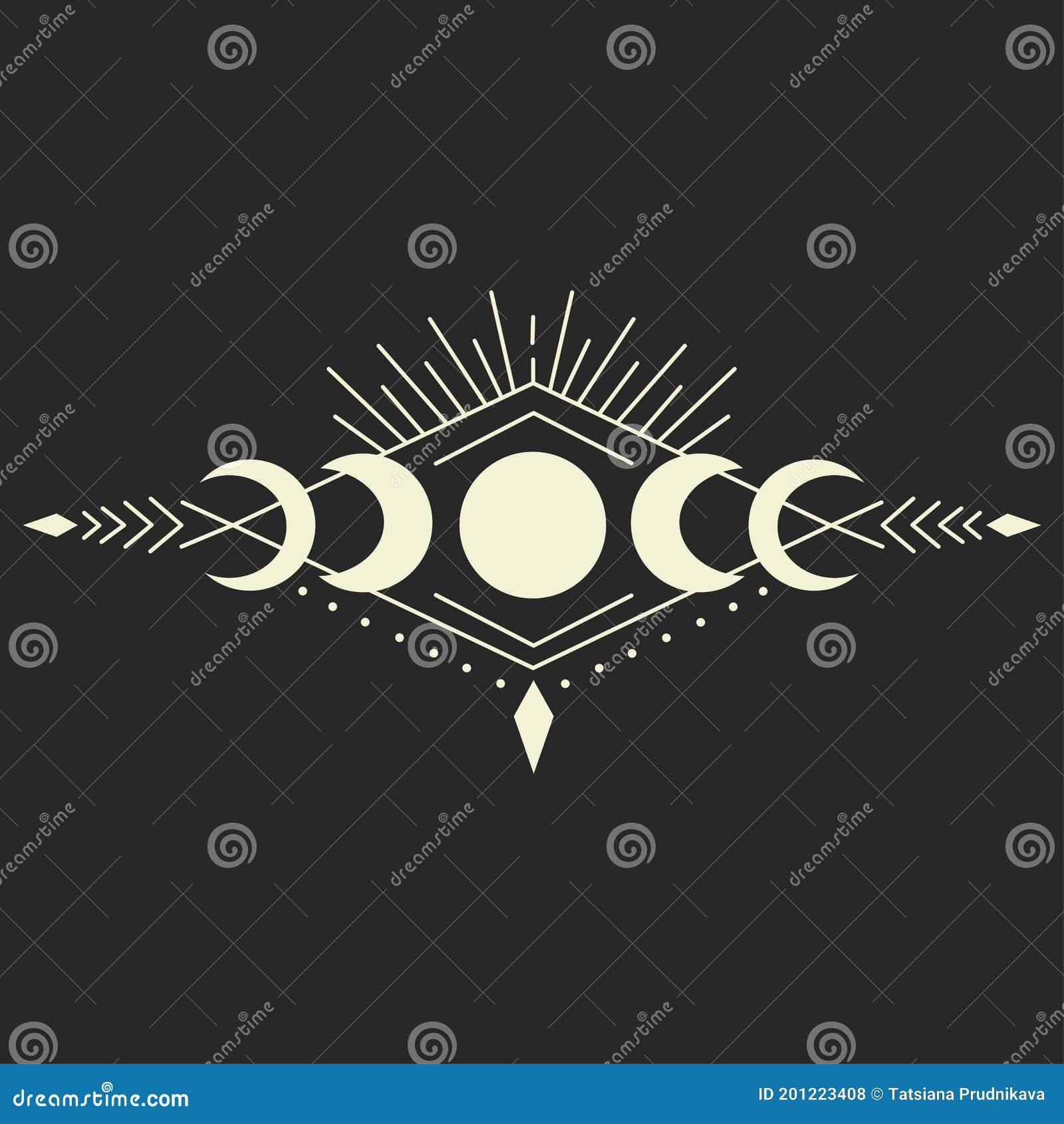 Moon Phases Symbol of Feminine Strength and Energy Stock Vector ...