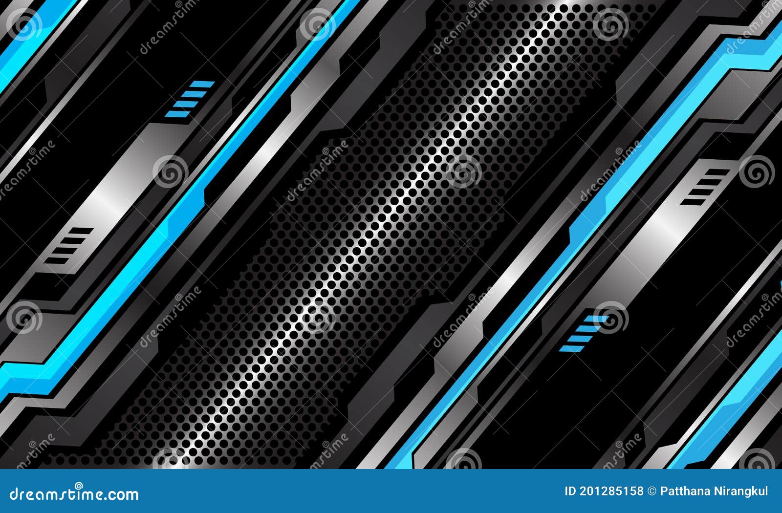 Abstract Silver Blue Metallic Cyber Pattern On Silver Circle Mesh ...