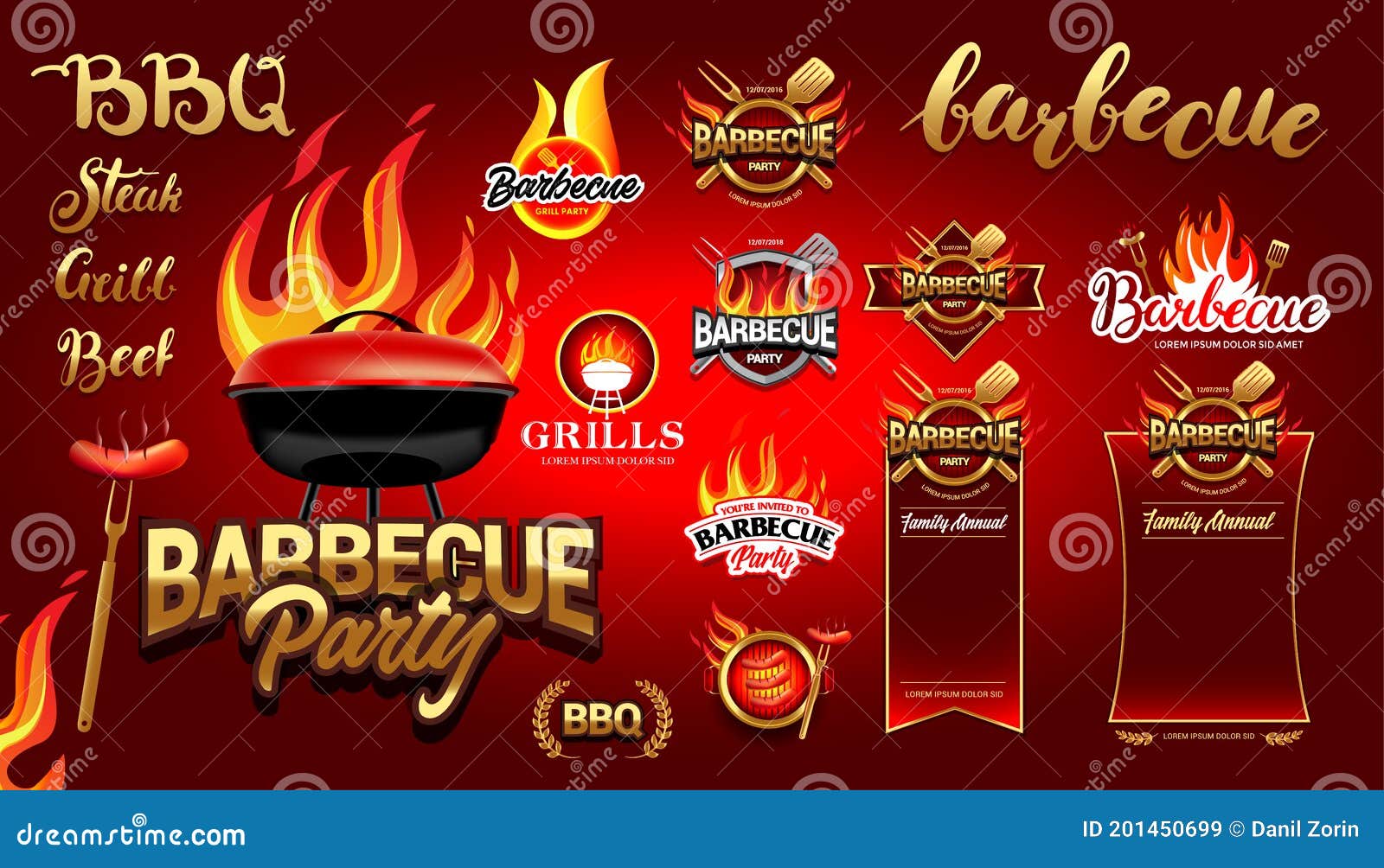 BBQ Design Elements Set, Party Design, Invitation, Ad Design. Barbecue ...