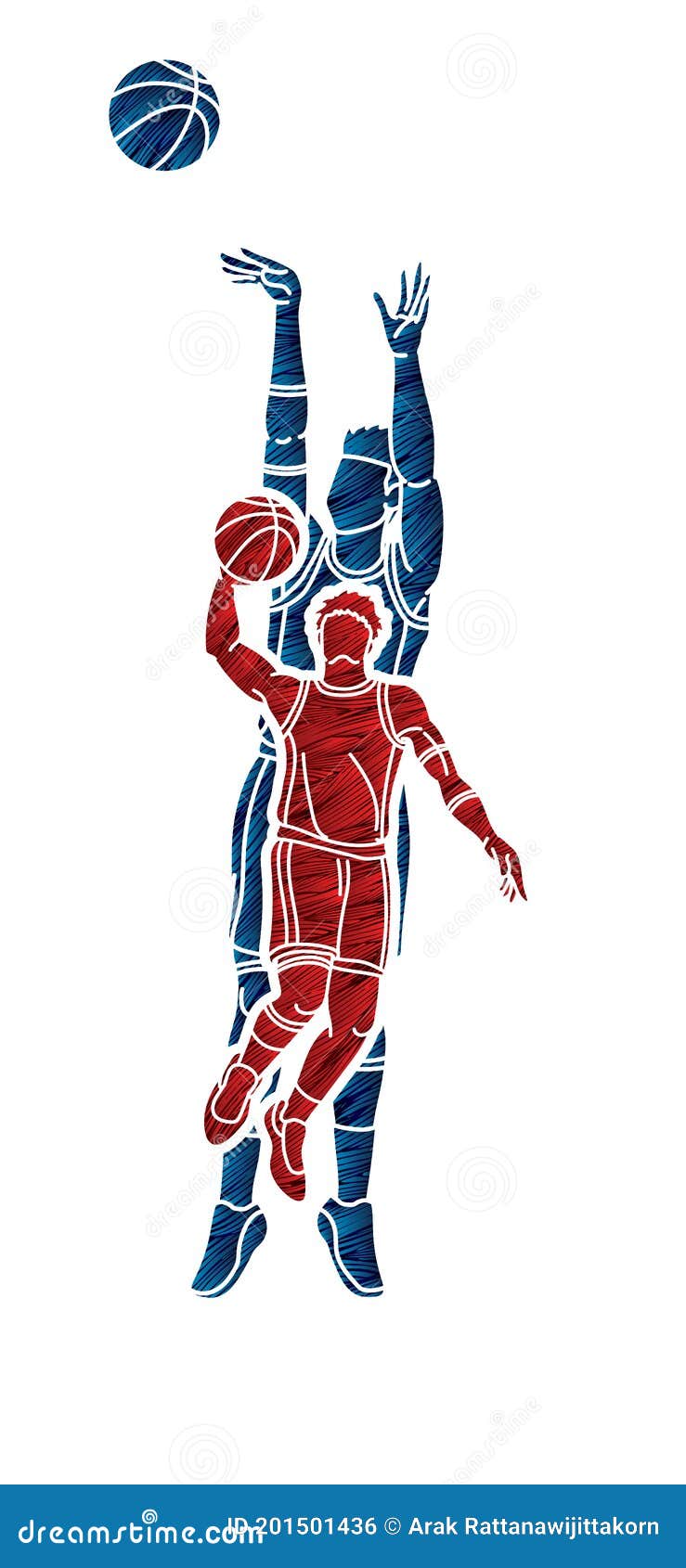 Group of Basketball Players Action Cartoon Graphic Vector Stock Vector ...