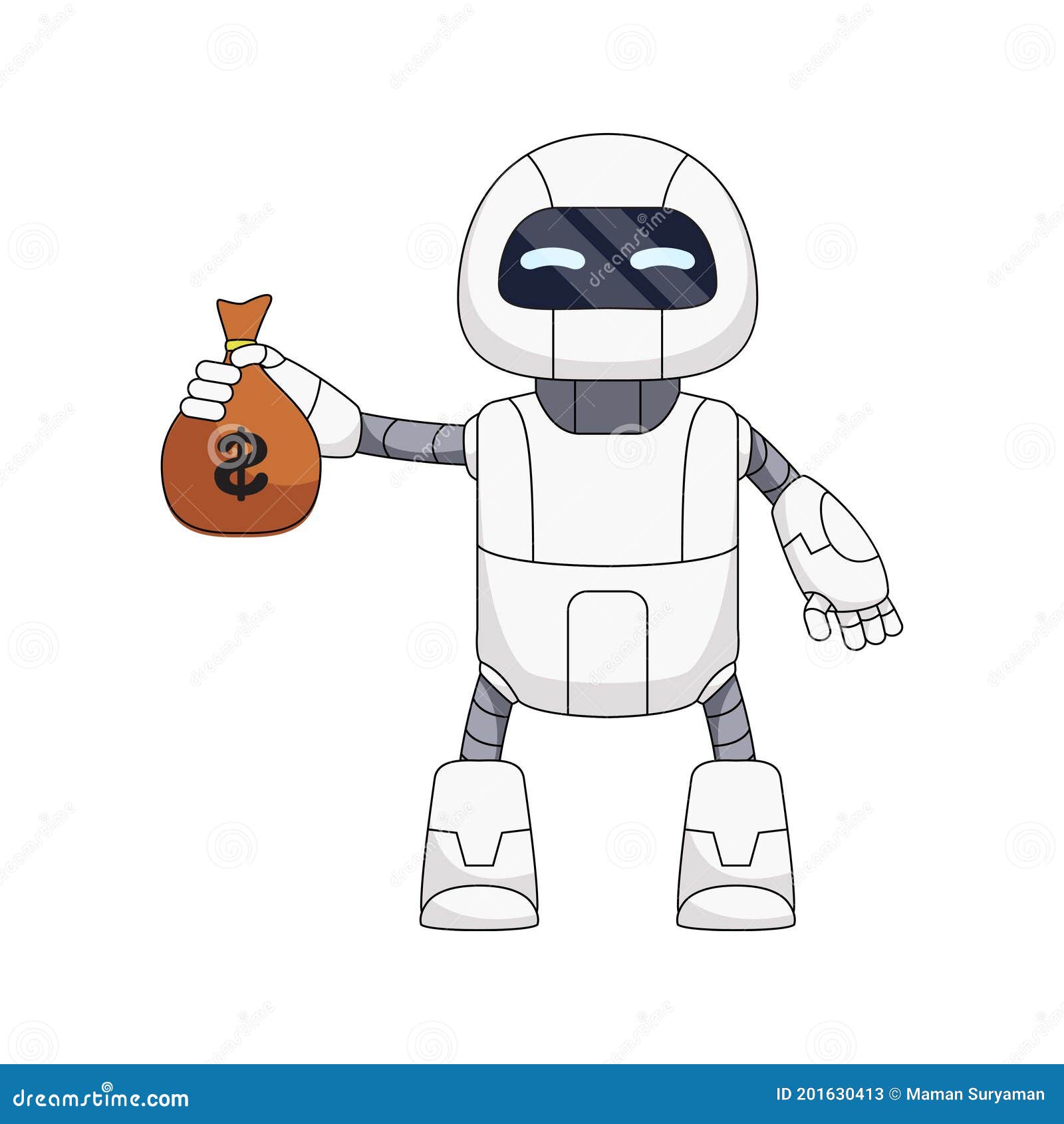 Illustration Robot Peep Out From Behind The Corner White Walls Banner ...