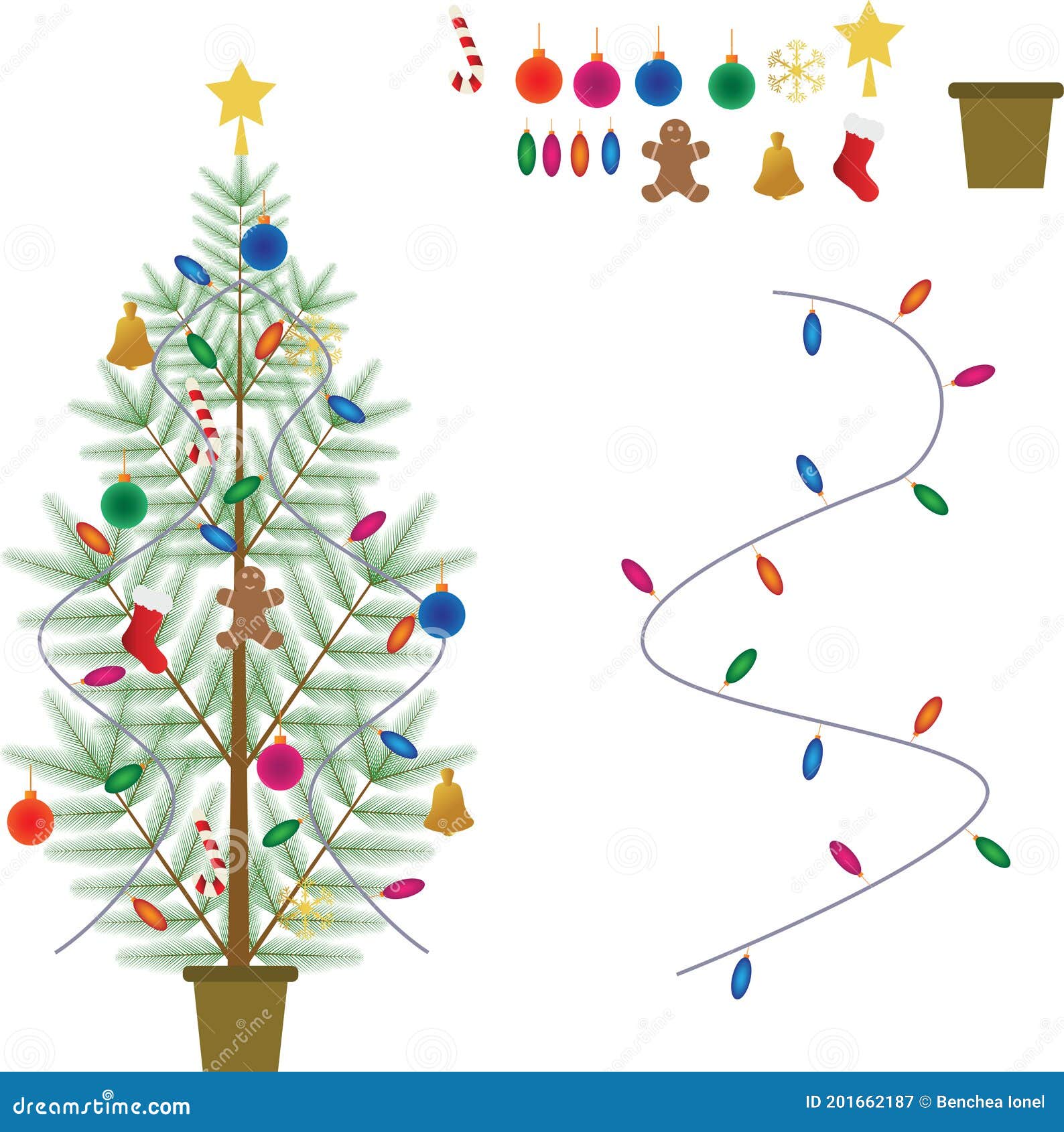 Christmas Tree Elements , Decorative Elements , Flat Design Stock ...