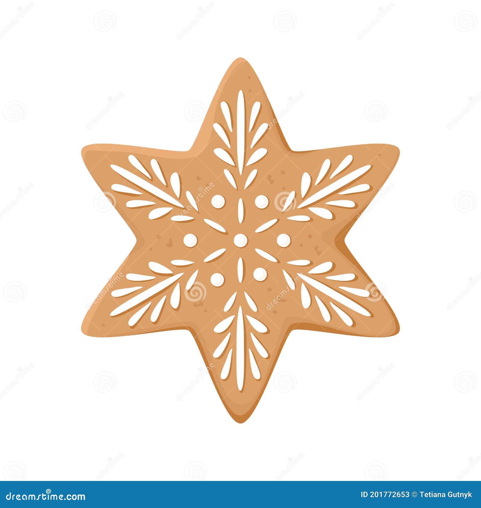 Gingerbread Snowflake Isolated on White Background. Christmas Cookies ...