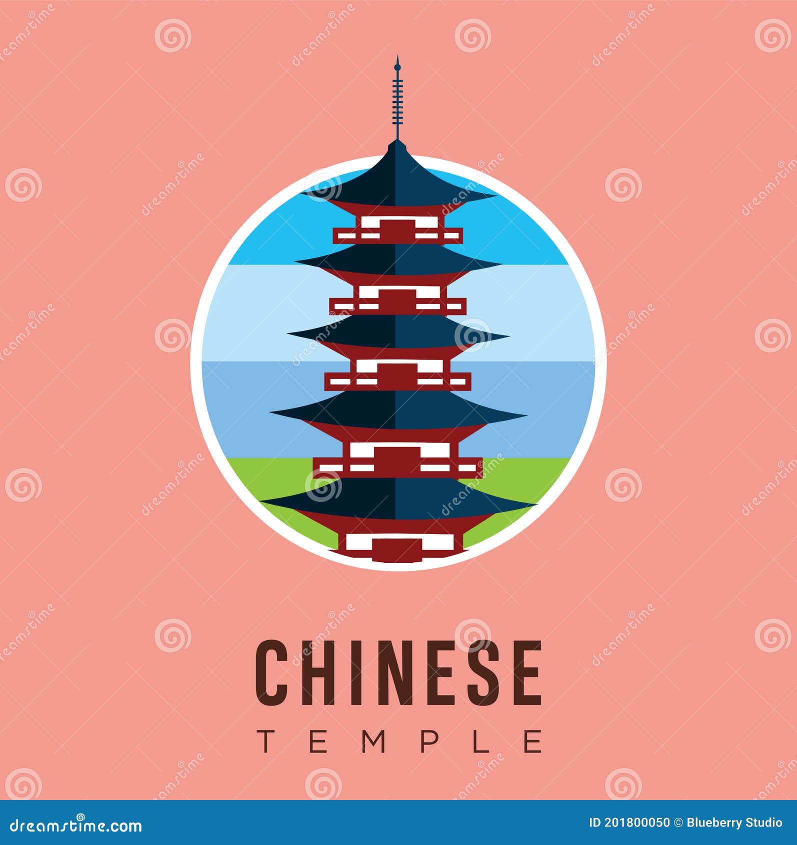 Beautiful Travel Landmarks Chinese Temple Design Vector. China Travel ...