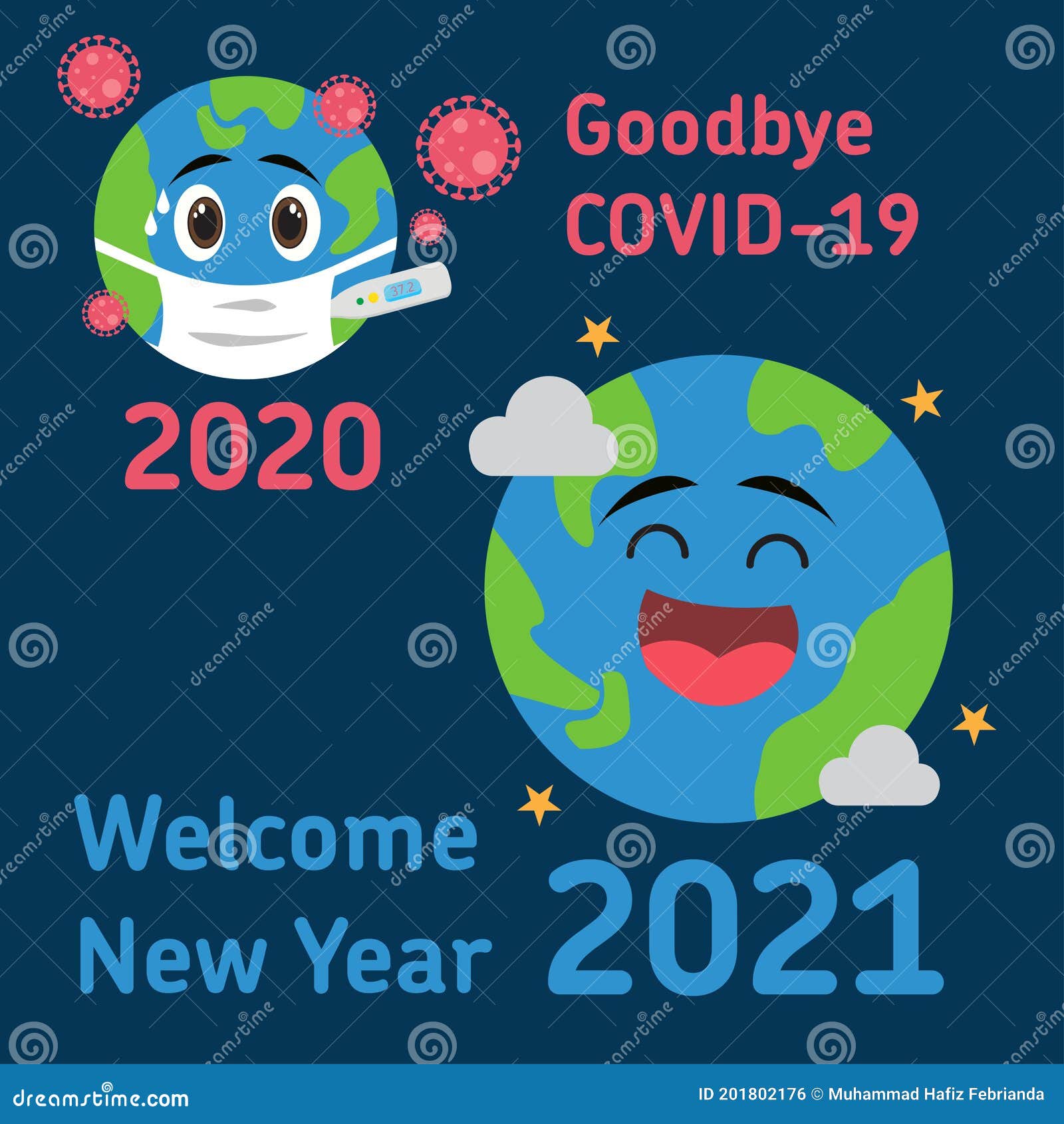 Goodbye Corona Virus COVID-19 Welcome 2021 Stock Illustration ...