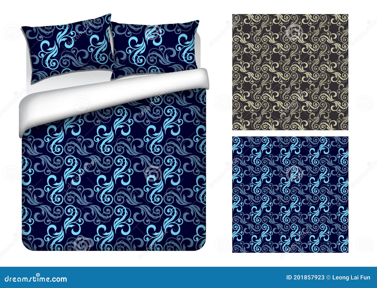 Bed Sheet Design. Bed from Top View with Pillows. Stock Vector ...