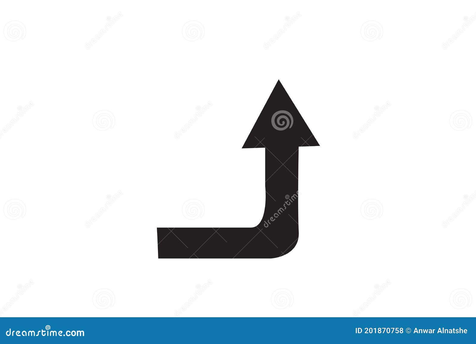 Arrow Is Curving Up On A White Background And Black Color Stock ...
