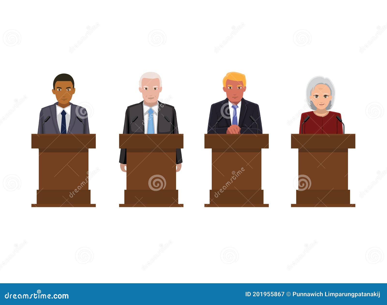Manga Character Politicians Podium People Set Stock Vector ...