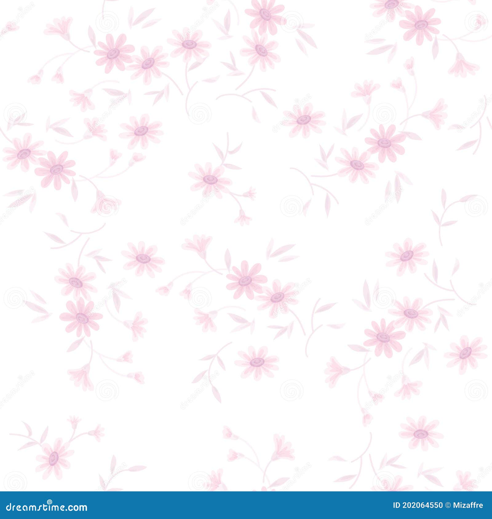 Seamless Monotone Light Pink Flower Pattern with White Background ...
