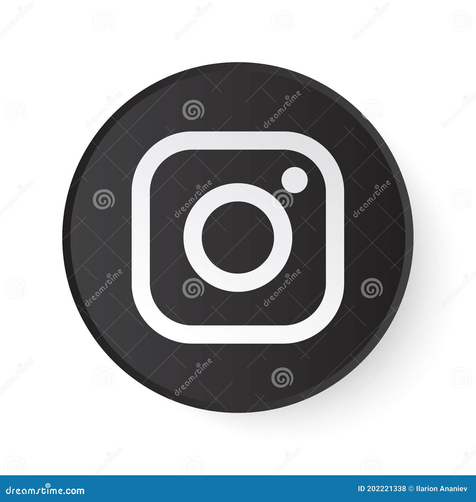 Instagram Circle Black Button with White Logo. Social Media Icon with ...