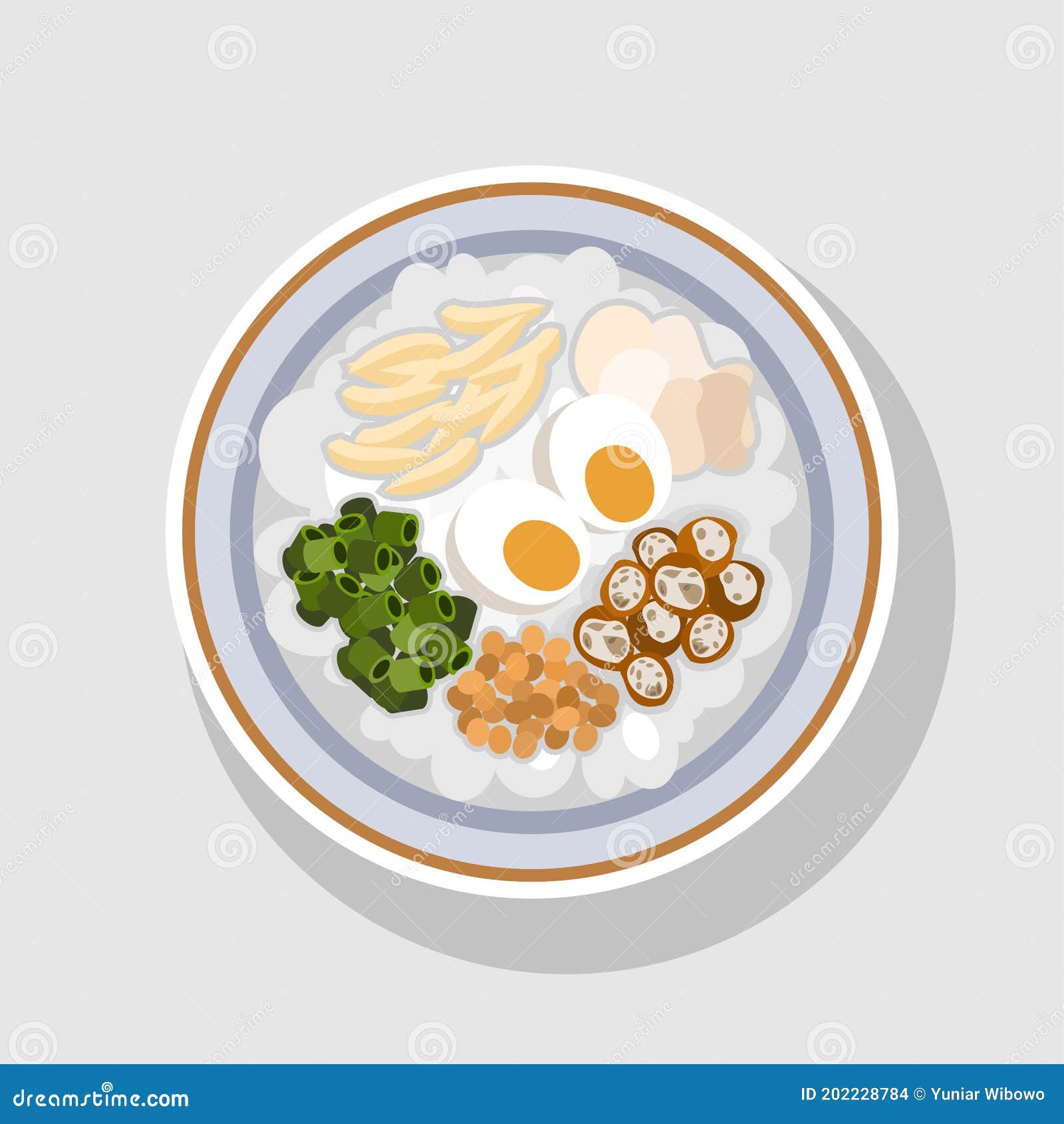 Bubur Ayam Aka Chicken Porridge From Indonesian Street Food Cartoon ...