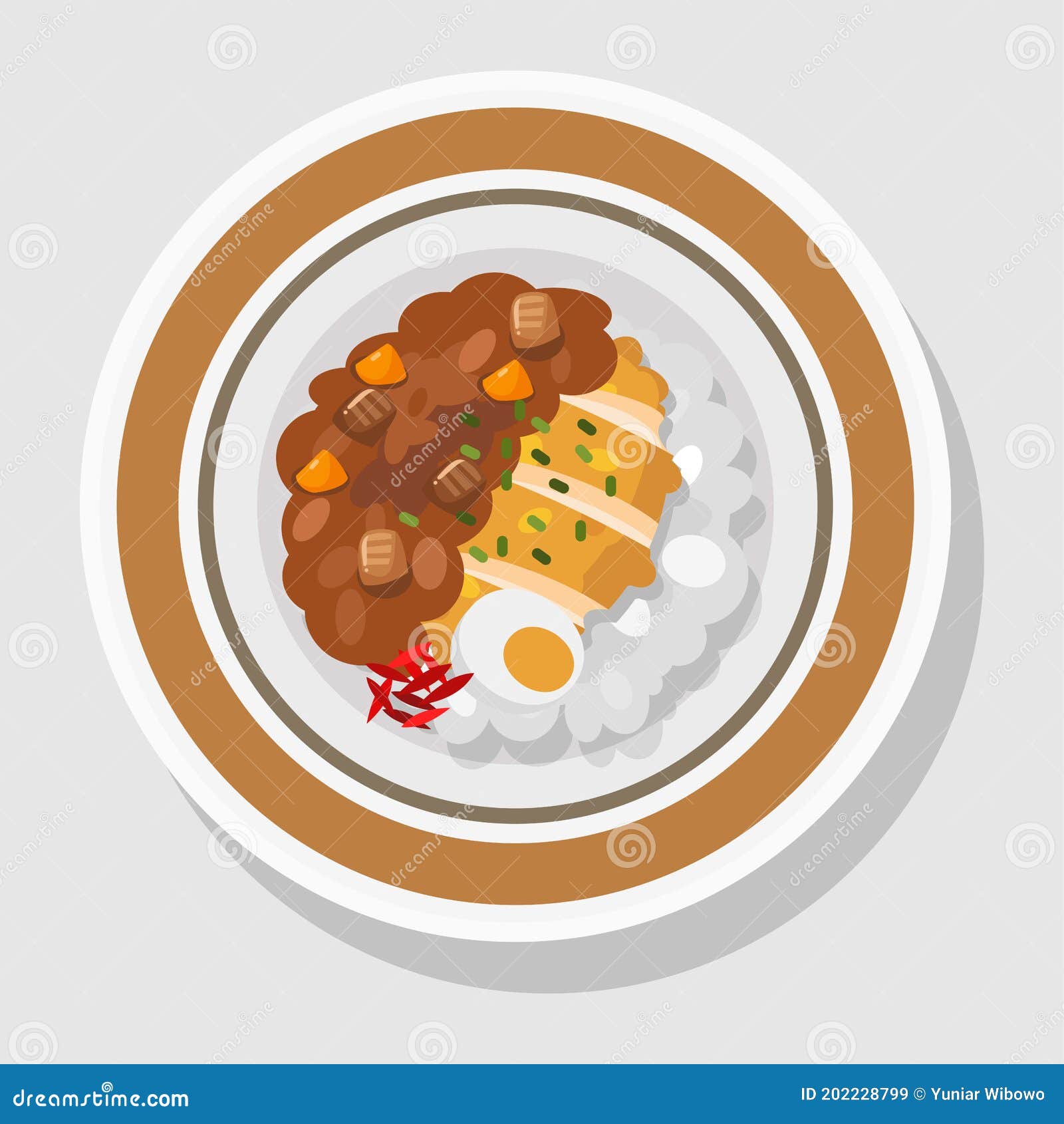 Japanese Curry Rice with Rice, Chicken Katsu and Boiled Egg Stock ...