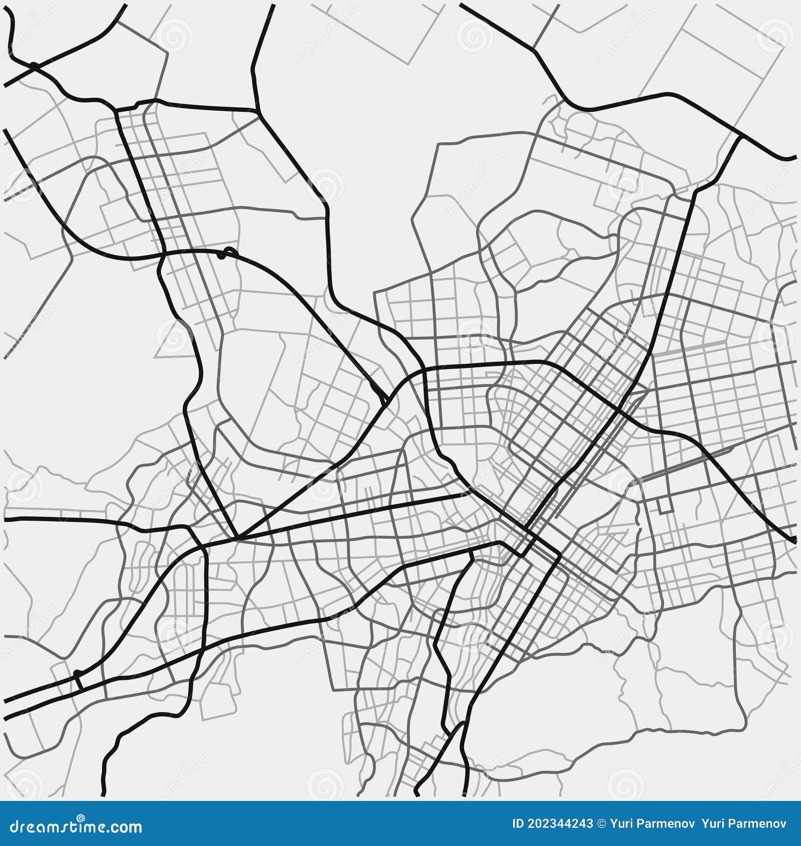 City Map. Line Scheme of Roads. Town Streets on the Plan. Urban ...