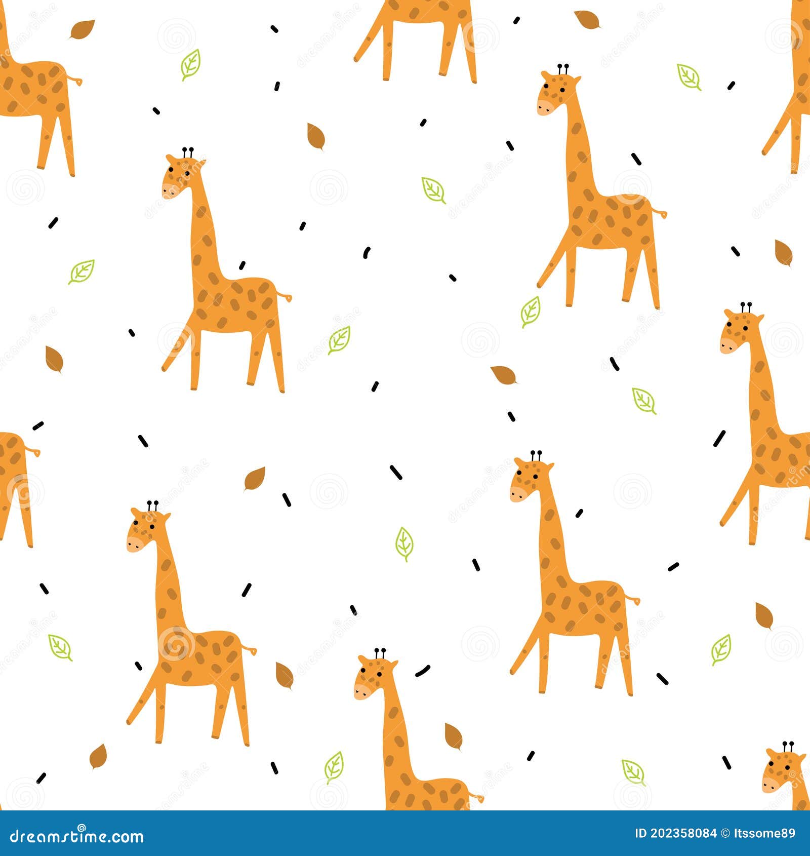 Seamless Pattern with Cartoon Giraffe. for Fabric Print, Textile, Gift ...