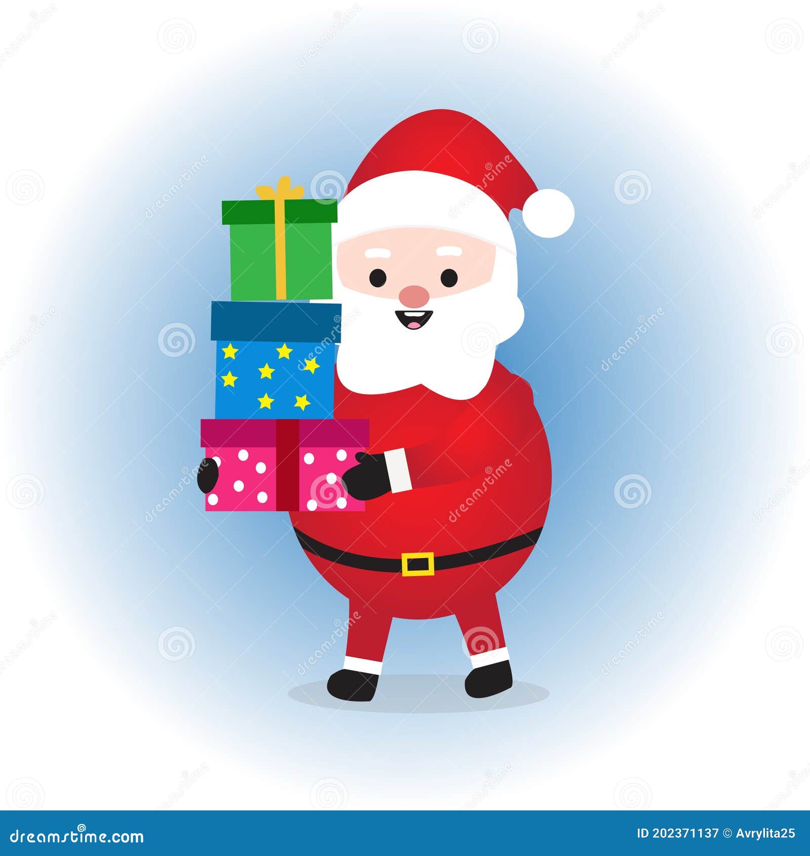 Santa Claus Holding Gift Boxes Illustration Vector Stock Vector ...