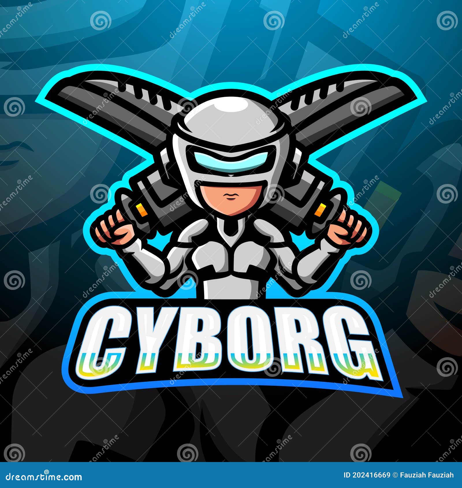 Cyborg Mascot Esport Logo Design Stock Vector - Illustration of battle ...