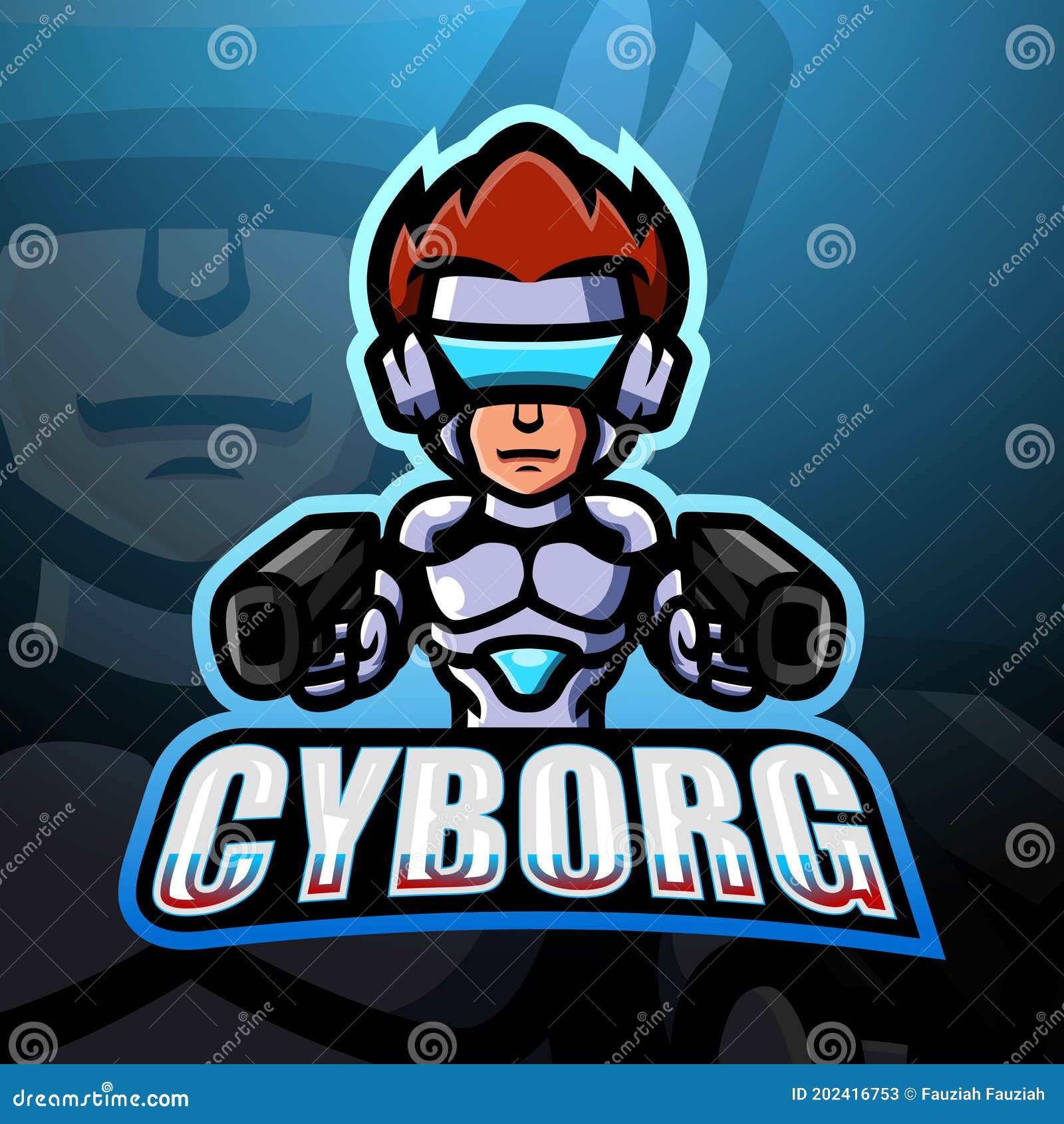 Cyborg Mascot Esport Logo Design Stock Vector - Illustration of battle ...