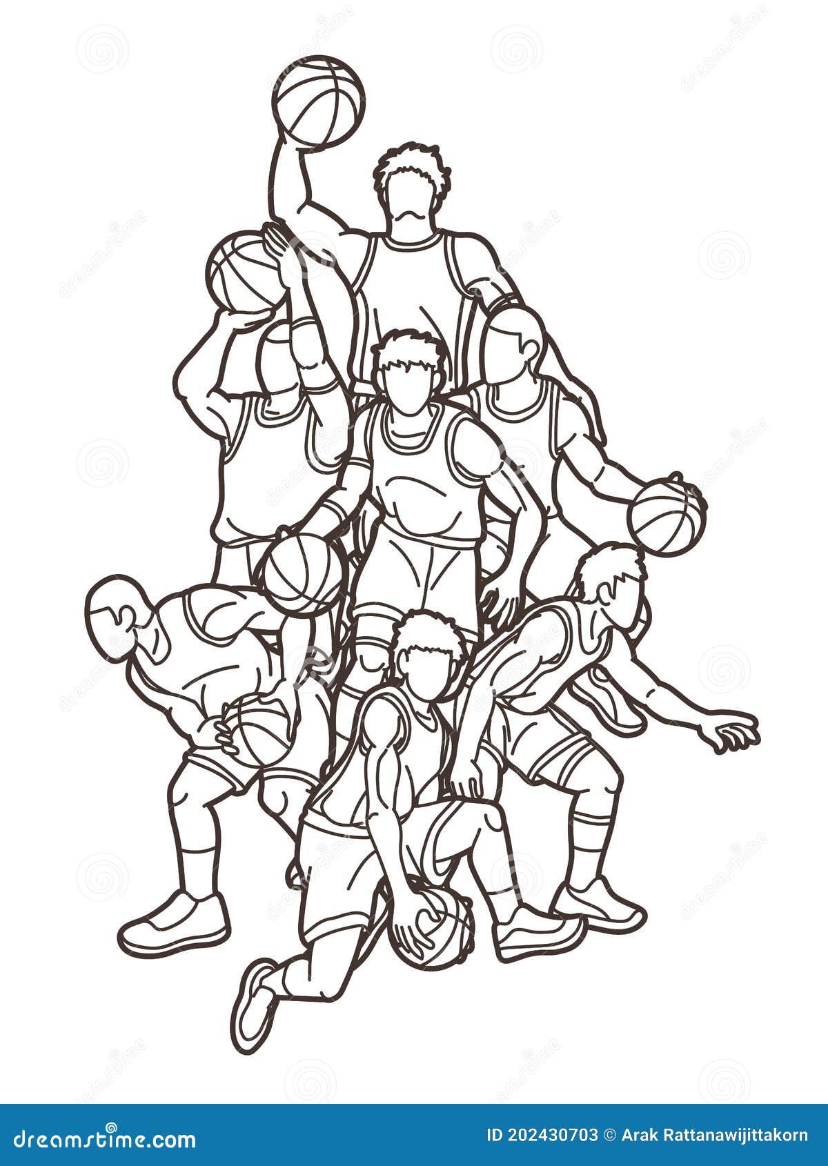 Basketball Players Action Cartoon Graphic Vector Stock Vector ...