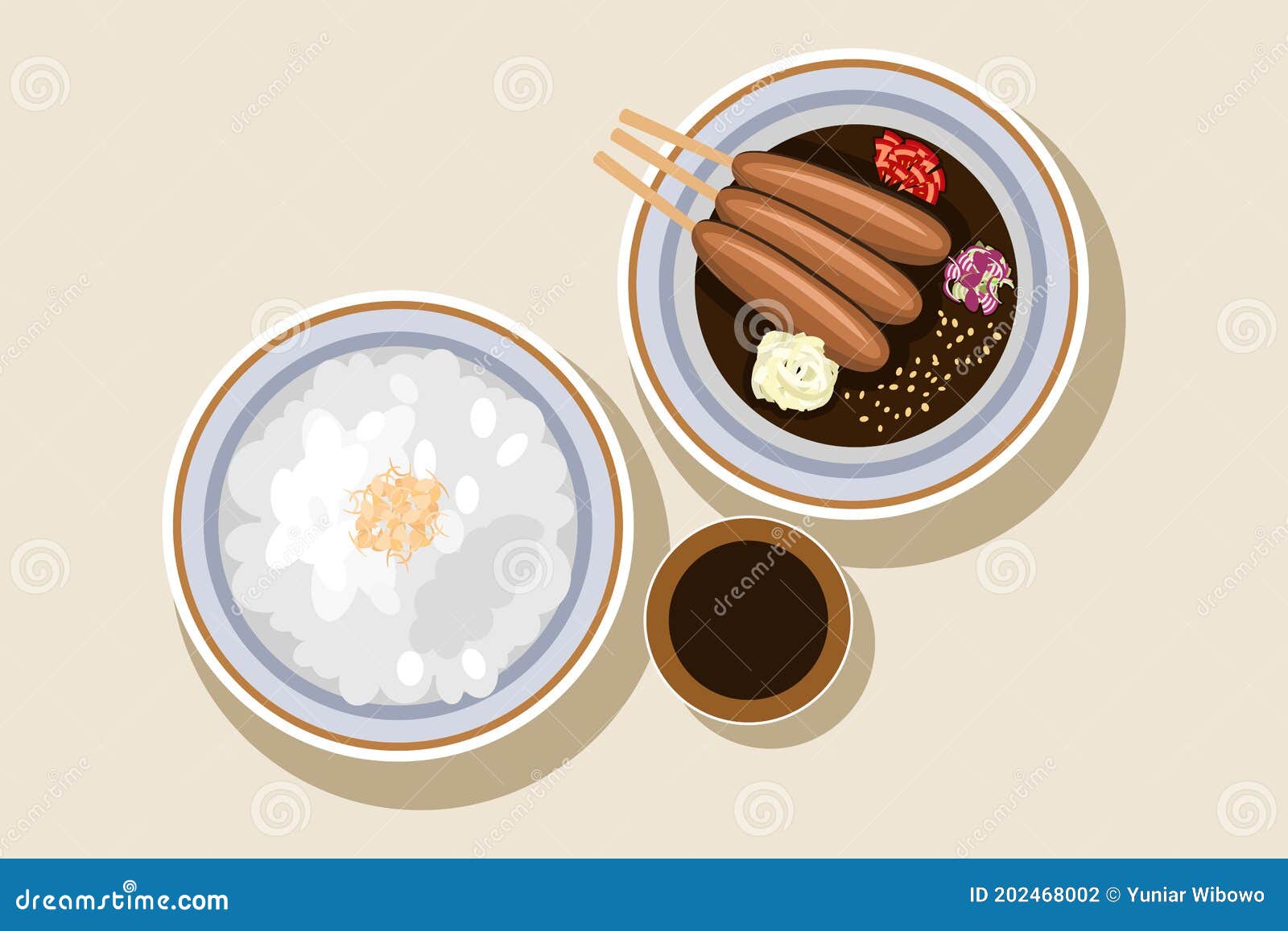 Indonesian Traditional Dish Sate Buntel Wrapped Satay Stock Vector ...