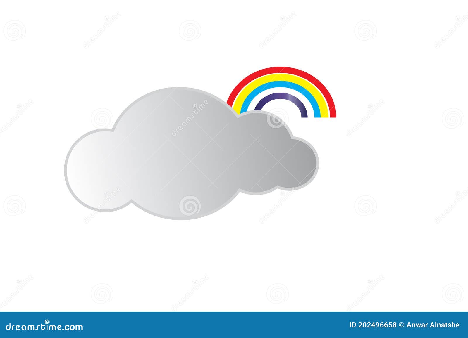 Vector Cloud Icon in the Sky with Rainbow Stock Illustration ...
