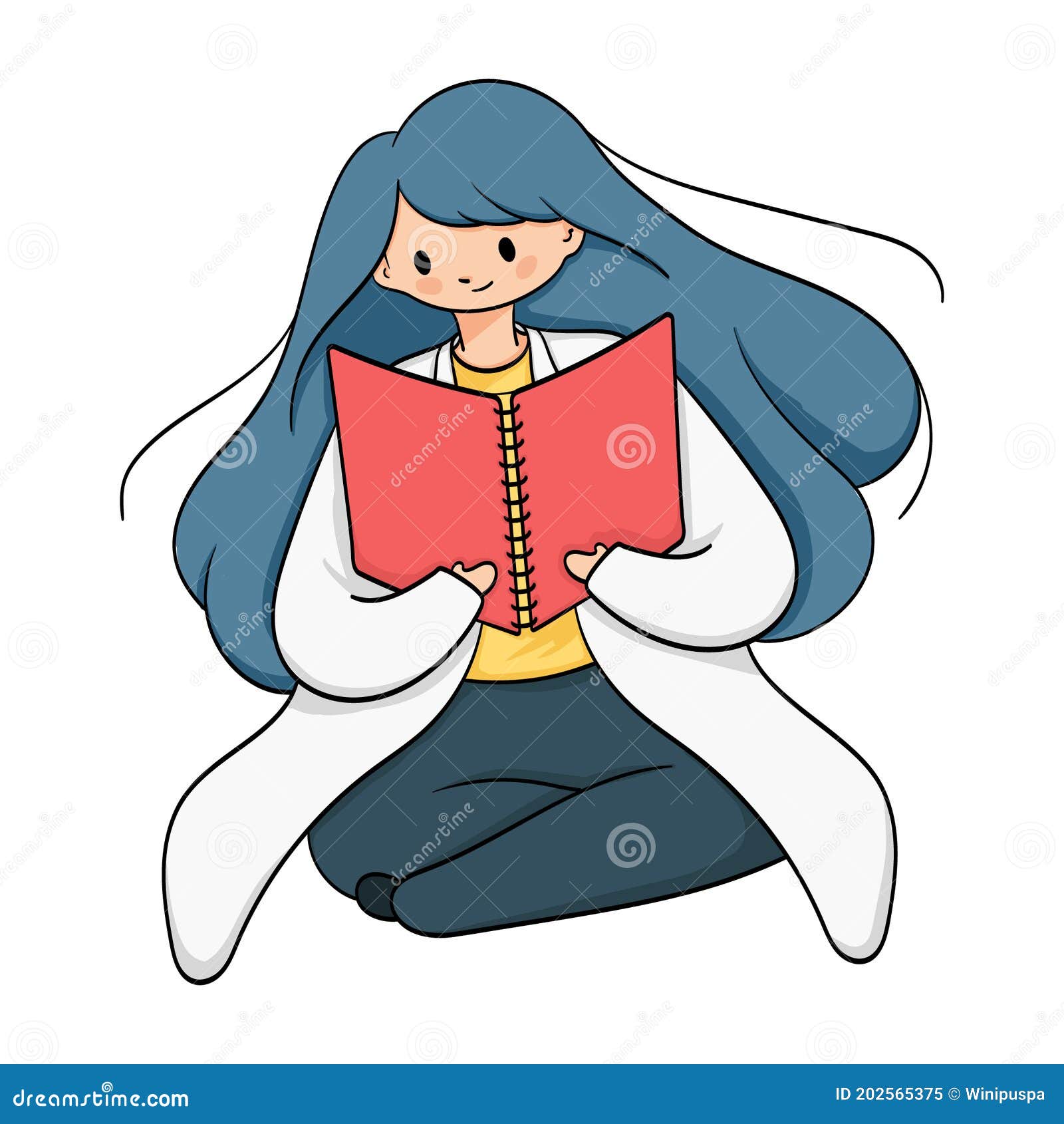 Cute Doctor Sit and Reading Book. Stock Illustration - Illustration of ...