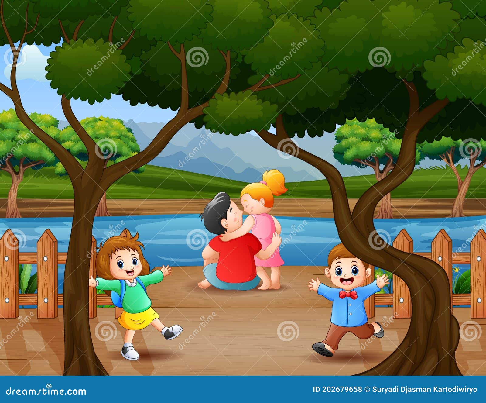 Scene with Many People Enjoying on Riverside Stock Vector ...