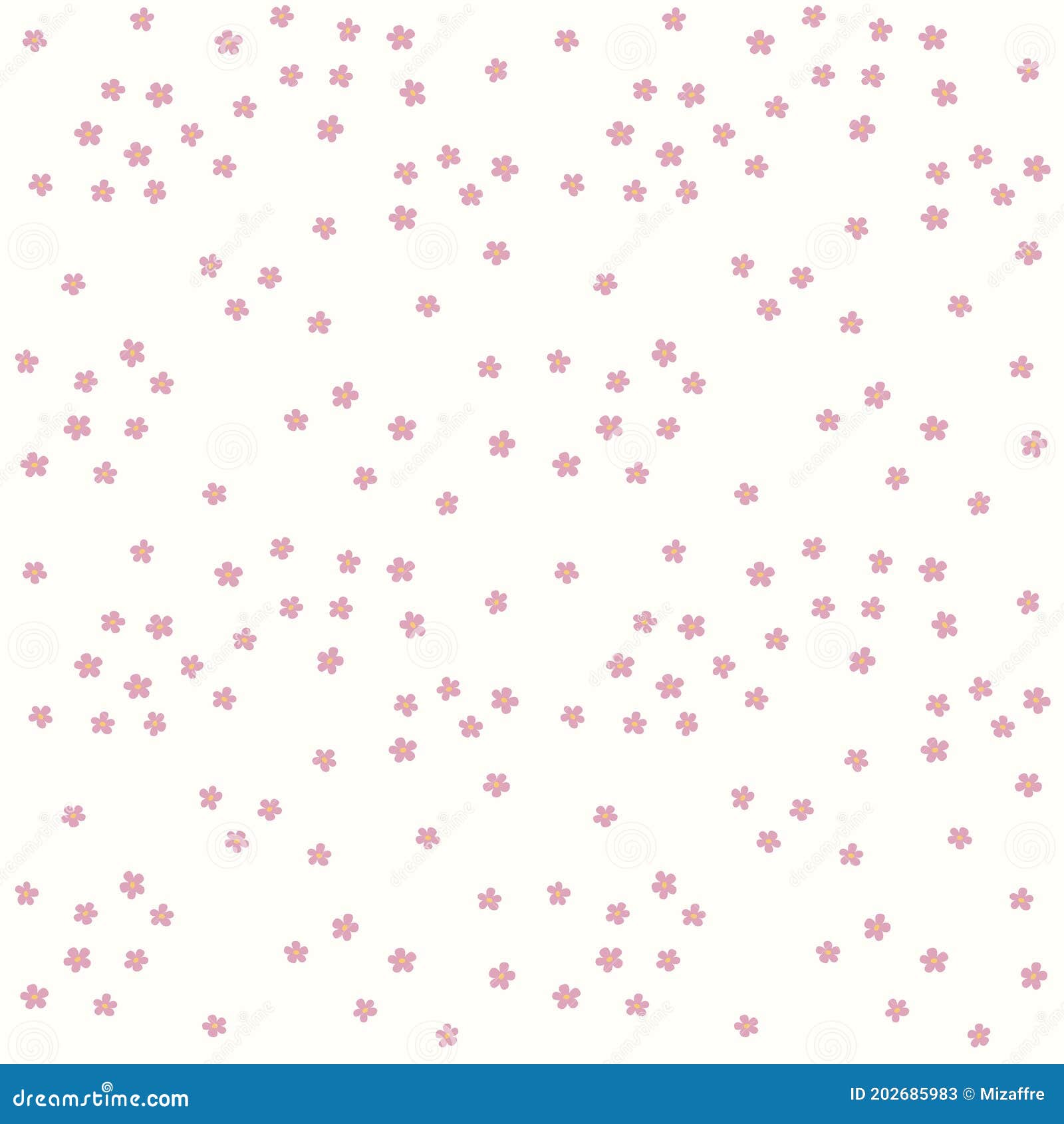Pink Tiny Daisy Flower with Creamy White Background, Seamless Pattern ...