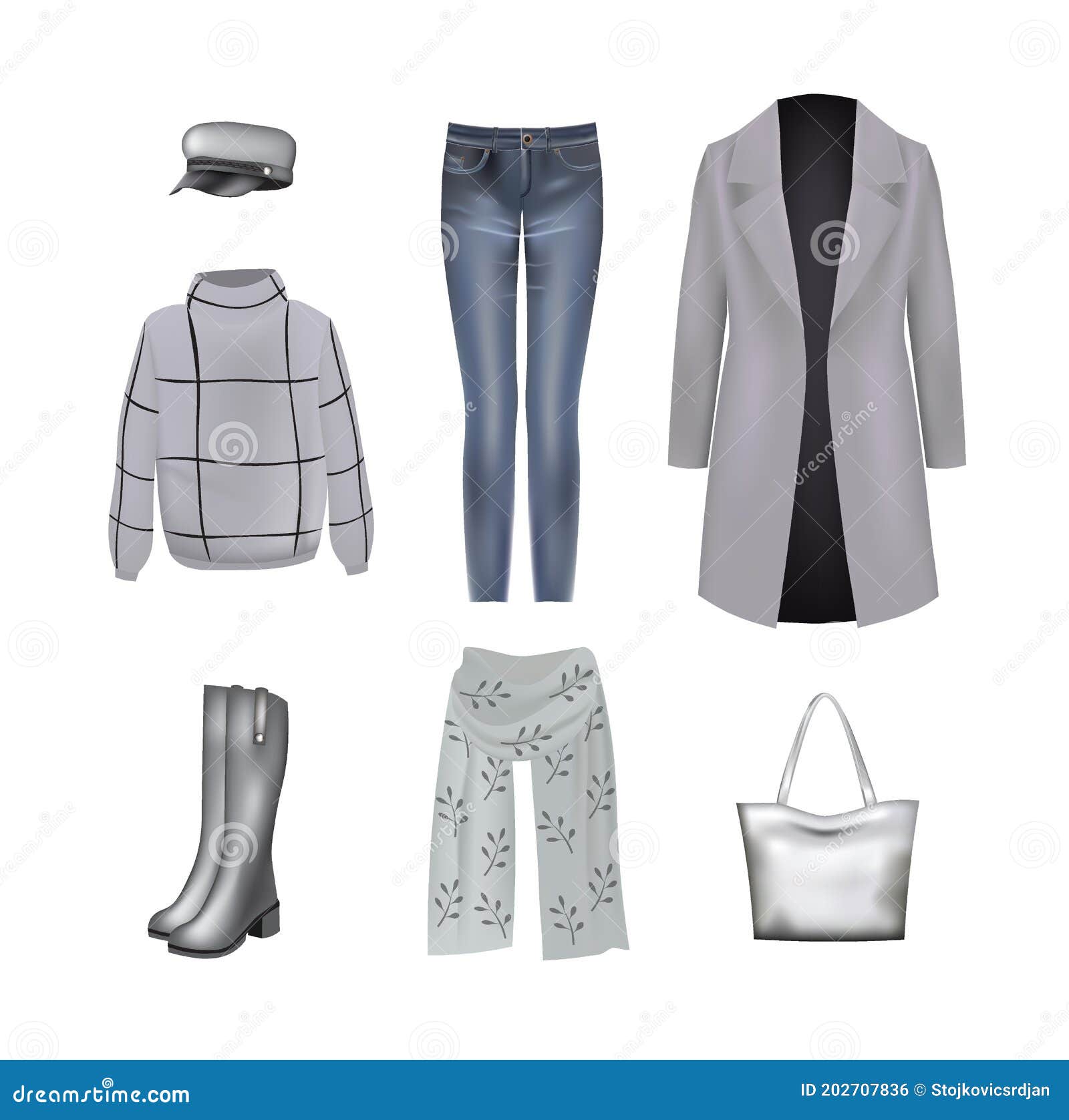 Women gray set stock vector. Illustration of grey, celebration - 202707836