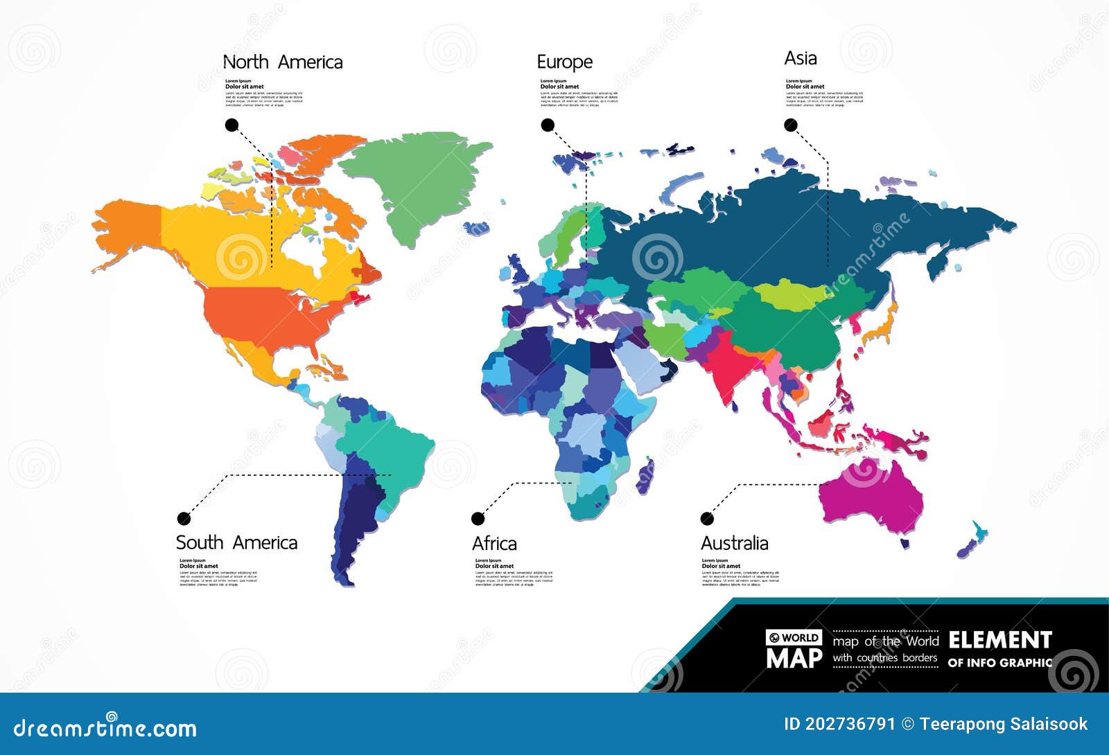 Grand World Map Graphic Element Vector Illustration. Stock Vector ...