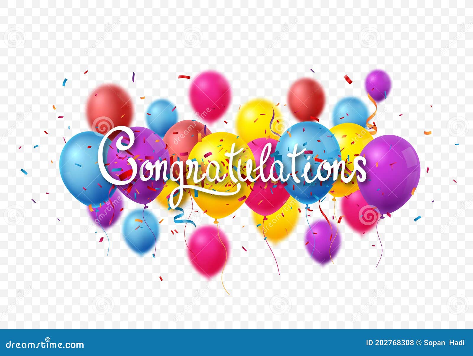 Congratulations Sign Letters Banner With Colorful Confetti Vector ...