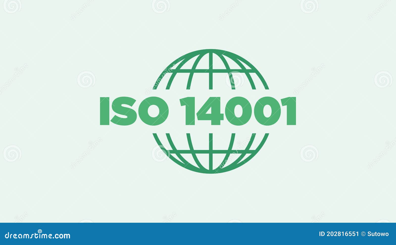 ISO 14001 Big Text in Side Globe Line. International Standard ...