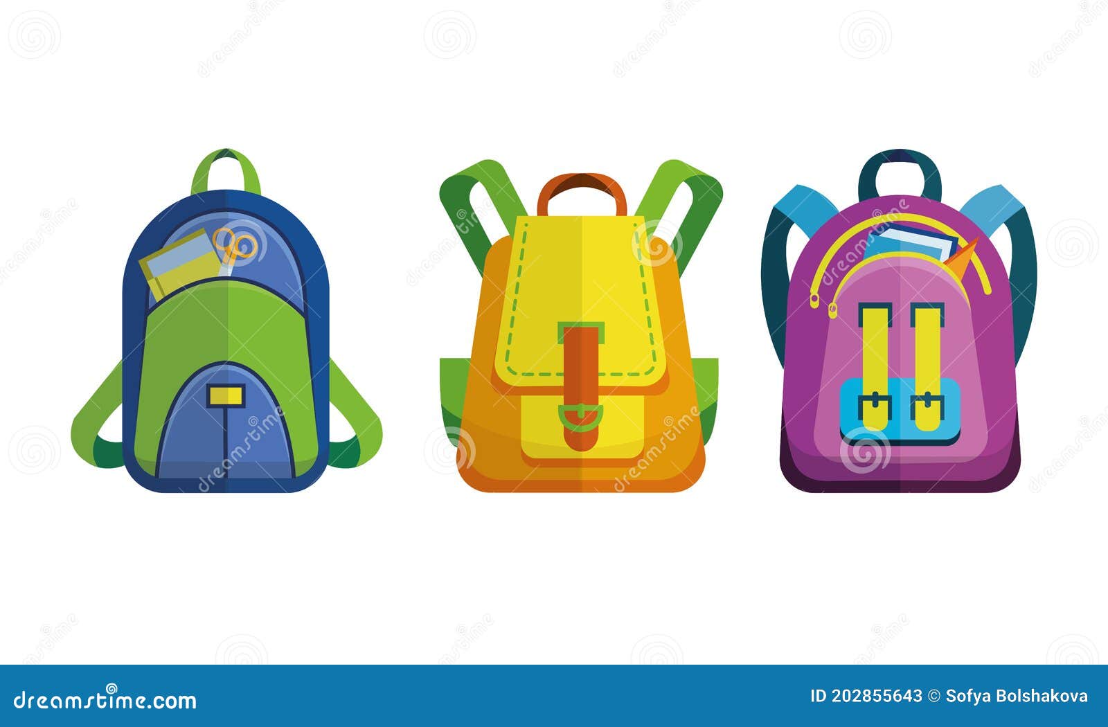 Backpack Print School Bag for Kids Stickers Stock Vector - Illustration ...