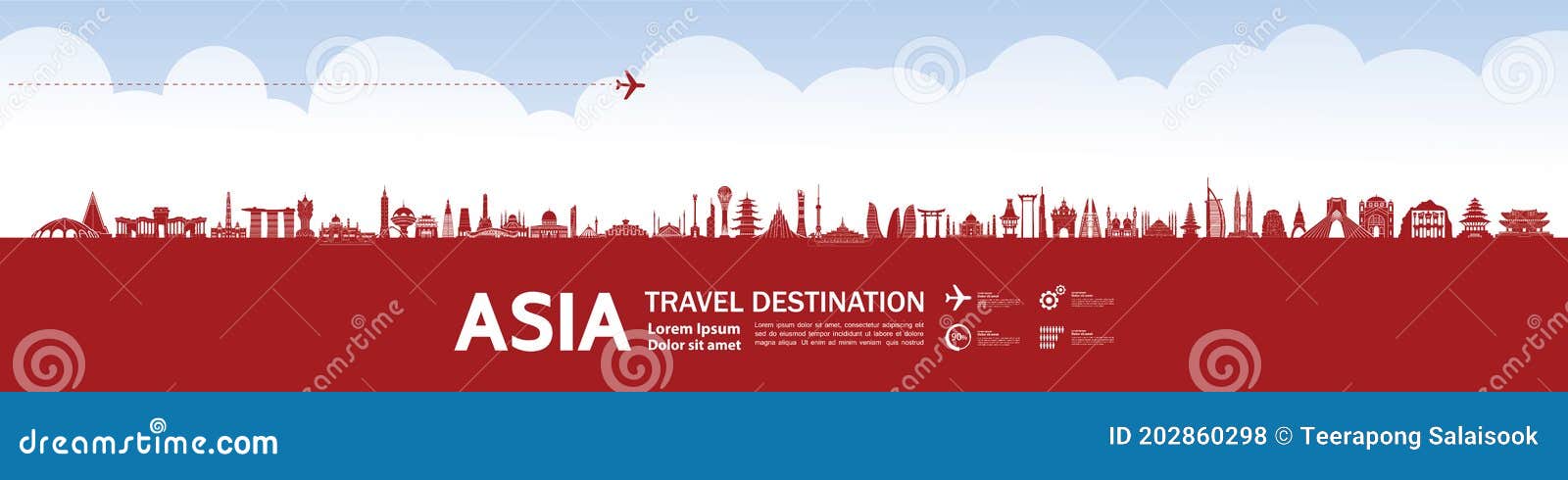 Asia Travel Destination Grand Vector Illustration. Stock Vector ...
