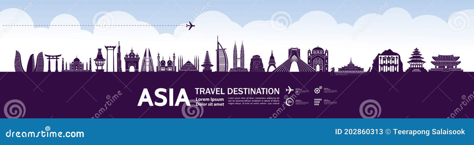 Asia Travel Destination Grand Vector Illustration. Stock Vector ...