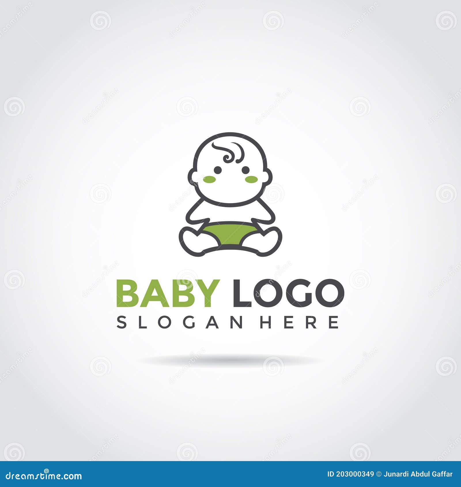 Baby Funny Logo Template. Black and Green Logo for Business and ...