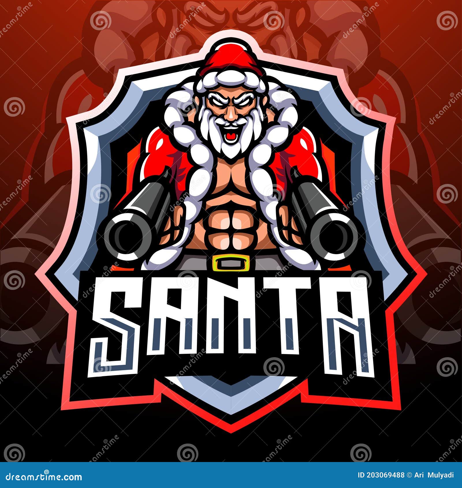Santa Gunner Mascot. Esport Logo Design Stock Vector - Illustration of ...