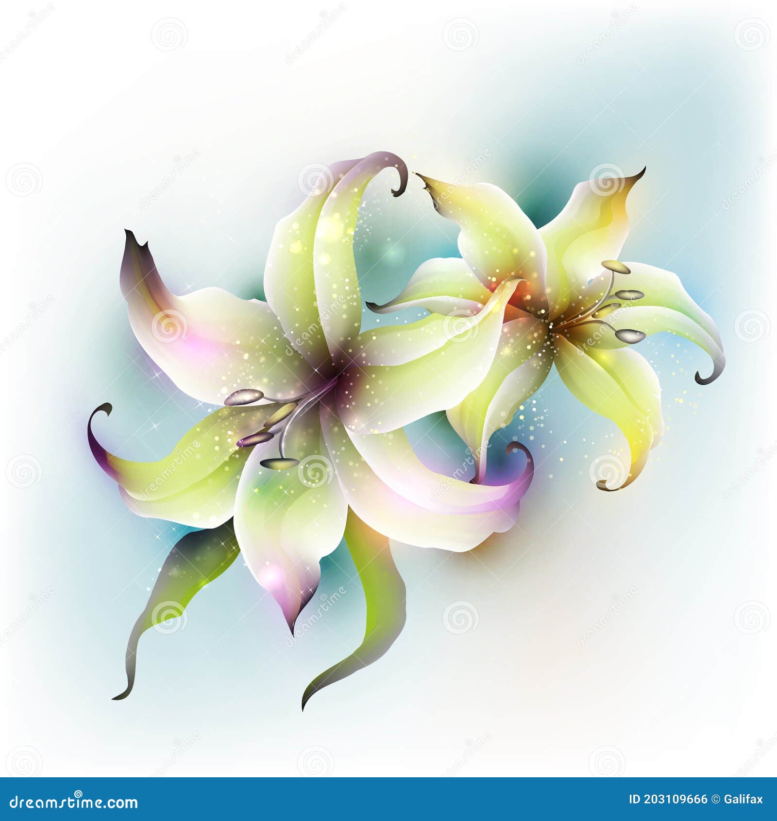 Floral Abstract Background with Lily Flowers. Stock Vector ...