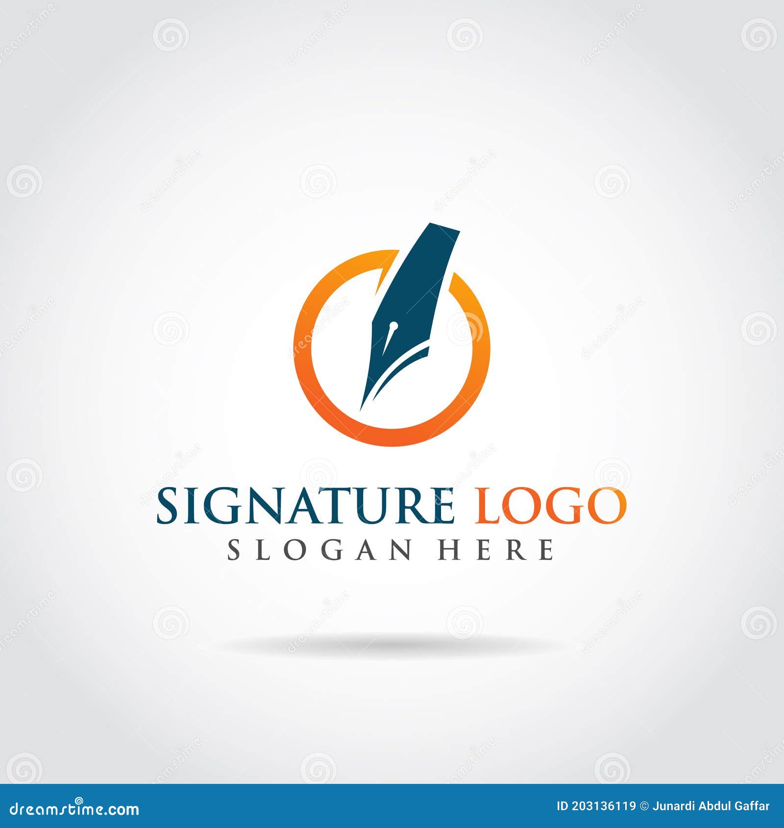Signature Logo Template Logo Design. Pen Concept, Orange and Dark Blue ...