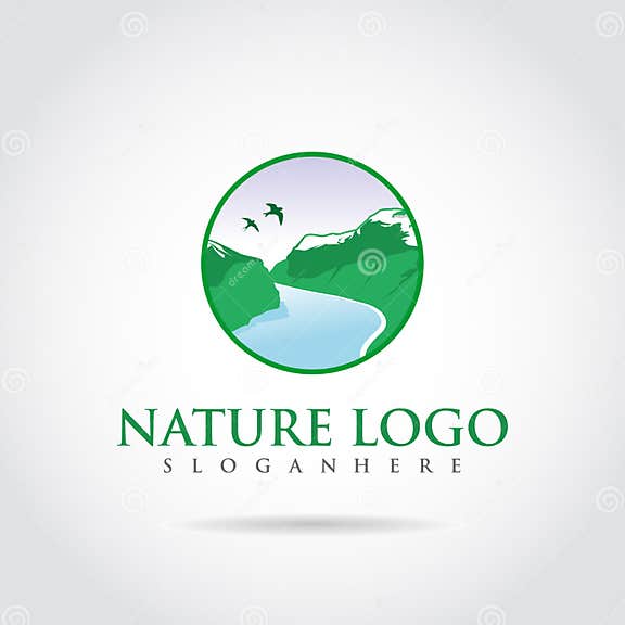 Nature Lanscape Template Logo Design. Circle Shape. Vector Illustrator ...