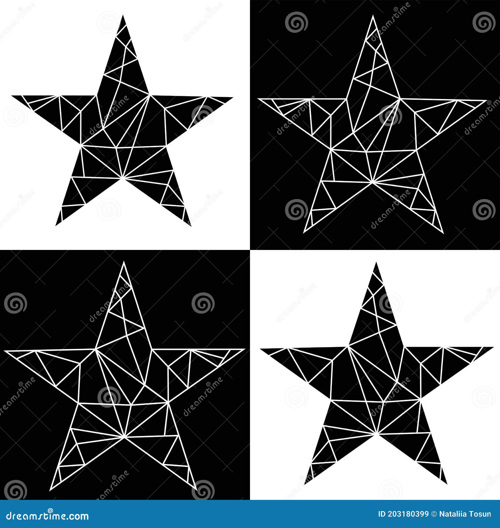 Print Geometric Diamond Star Art. Hand Drawn Vector Illustration Stock ...