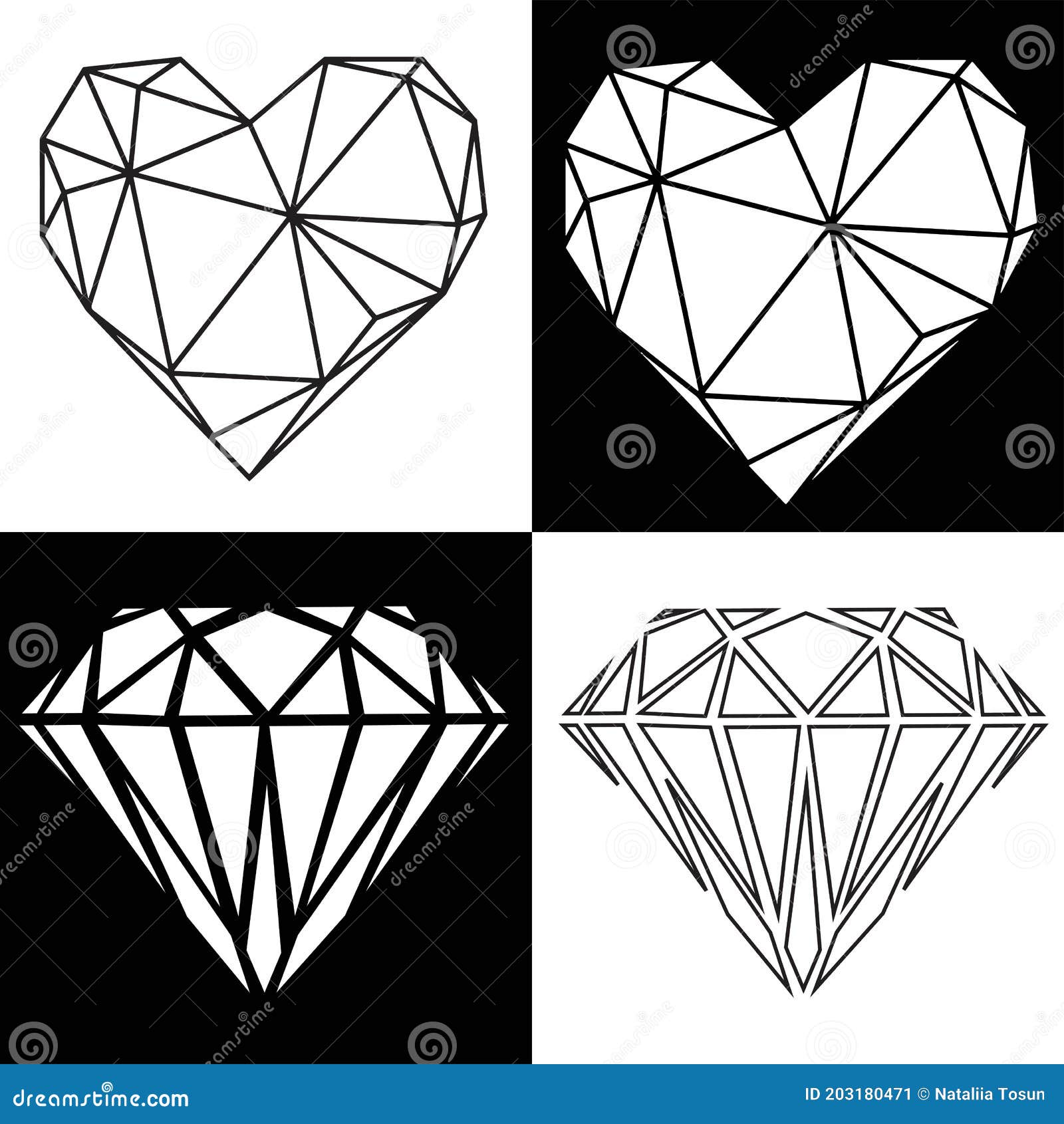 Print Valentine Love Post Card, Geometric Geometric Heart Stock Vector ...