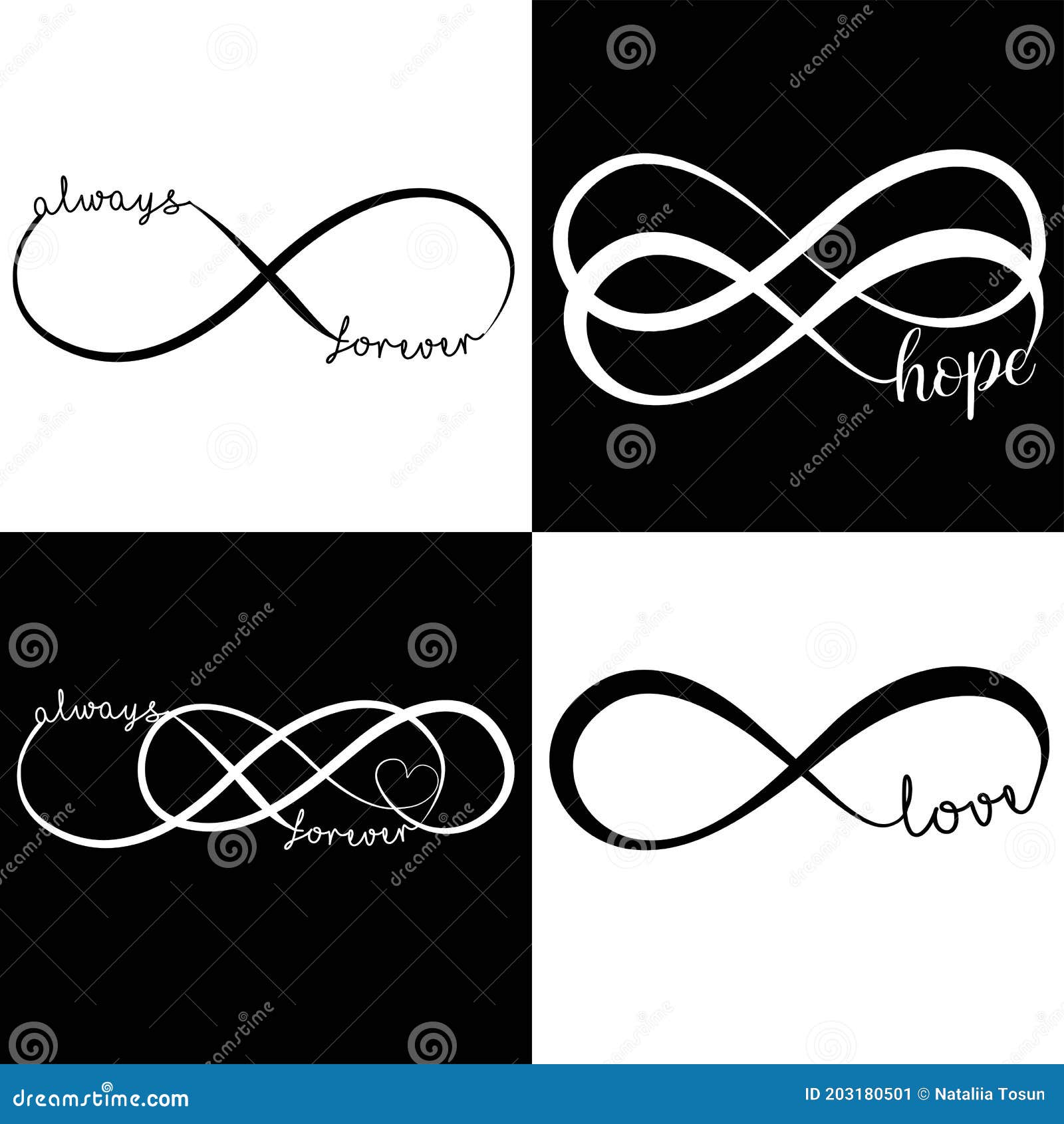 Elegant Infinity Sign, Vector Illustration. Black and White Stock ...
