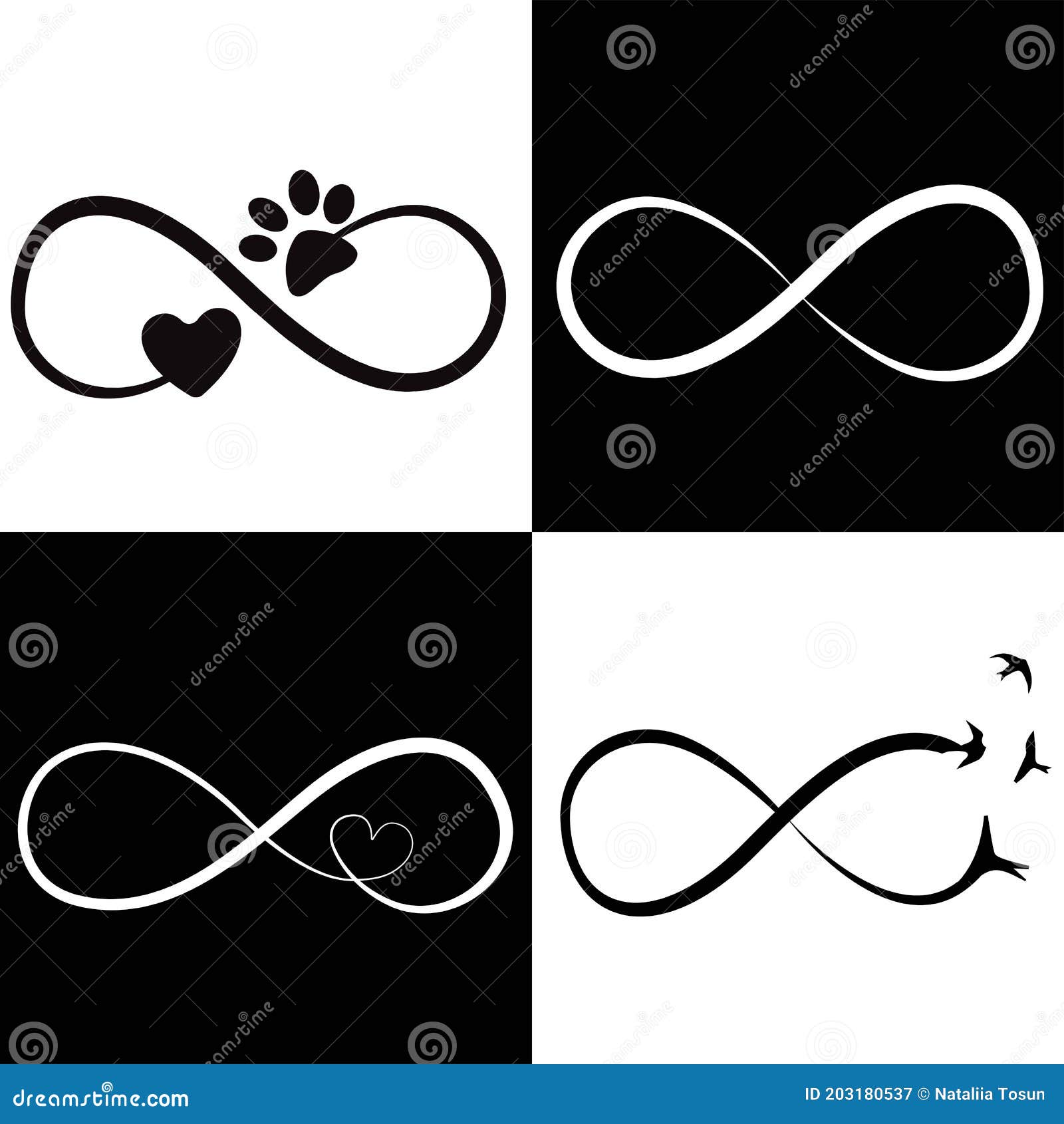 Print Elegant Infinity Sign with Animal Footprint, Vector Illustration ...