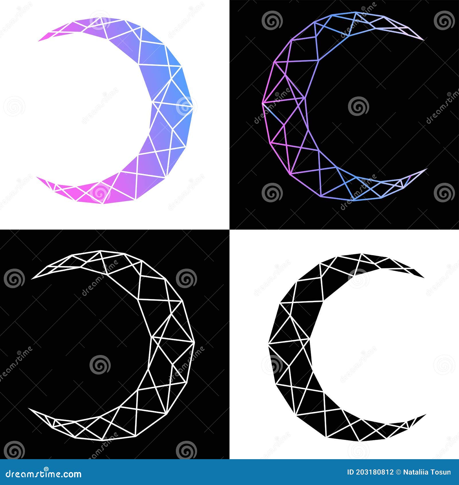 Print Vector Abstract Polygonal Geometric Abstract Moon Art ...