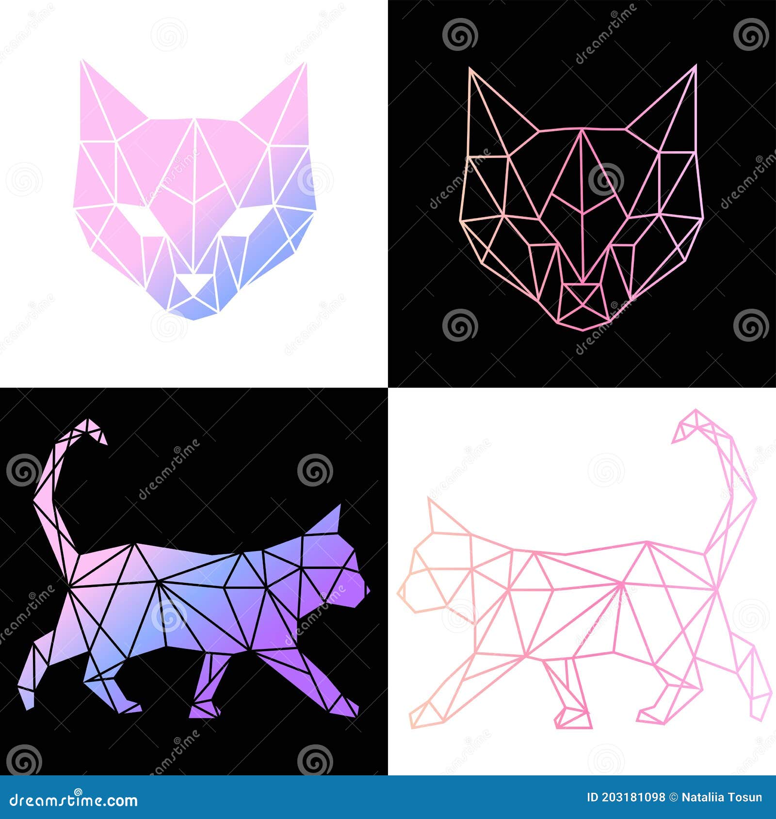 Print Vector Abstract Polygonal Geometric Cat Stock Vector ...