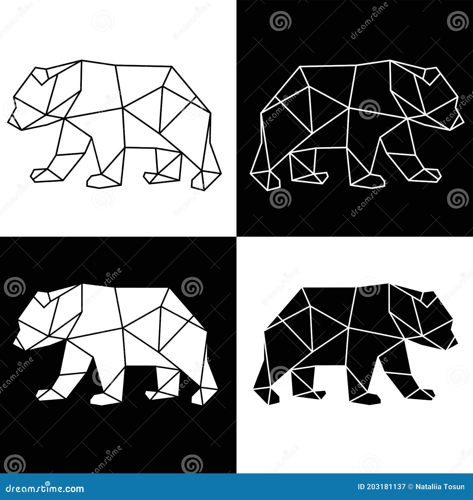 Print Vector Abstract Polygonal Geometric Bear Head Illustration Modern ...