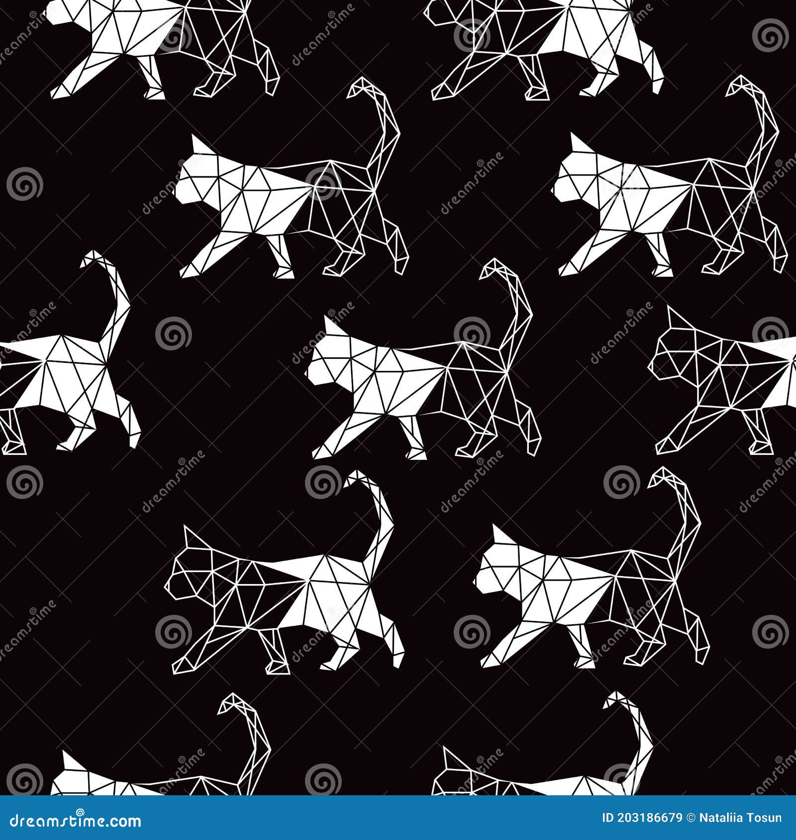 Print Geometric Cat Walking. Vector Seamless Pattern Illustration ...
